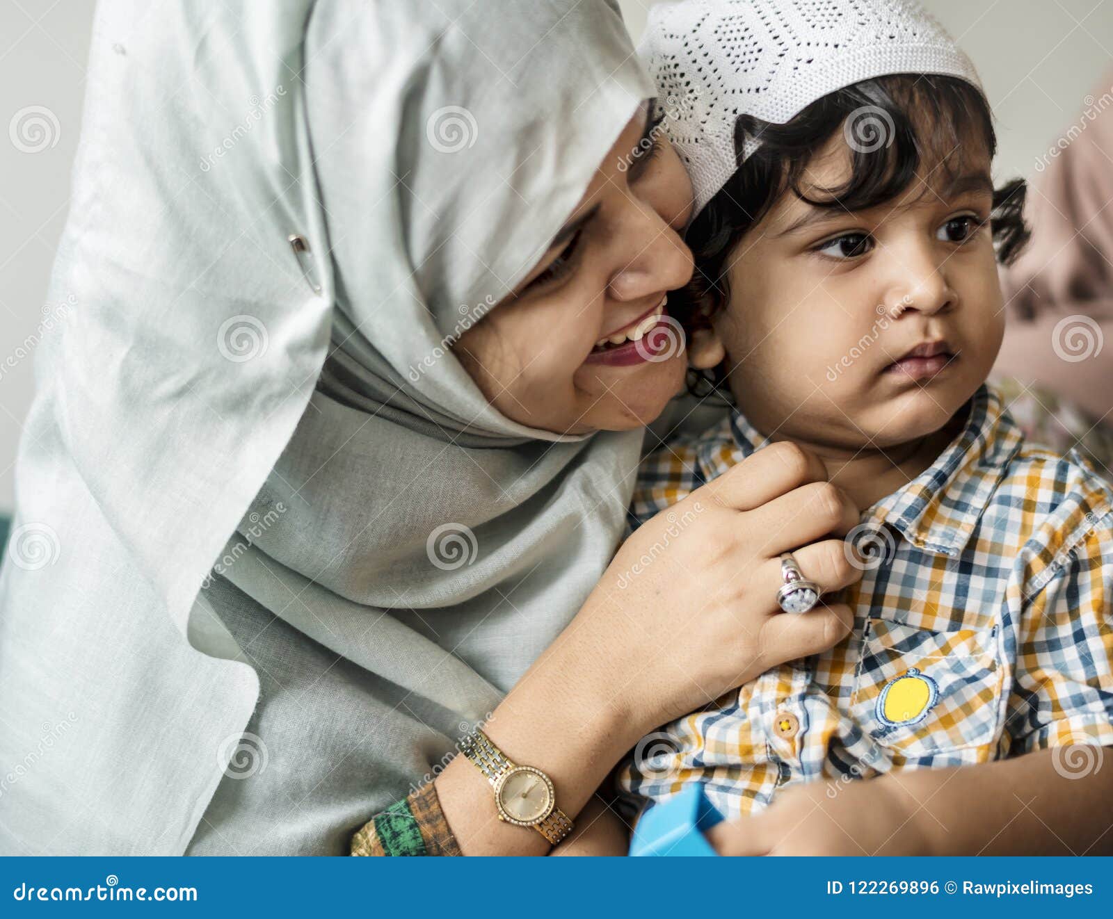Muslim mother and her son stock photo. Image of little - 122269896