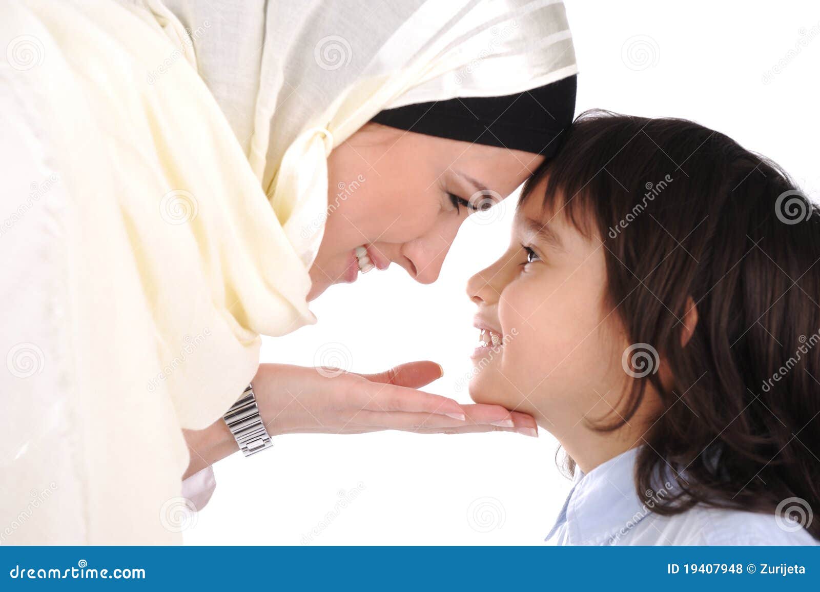 Muslim Mother and Son Loving Stock Photo - Image of cheerful, life ...