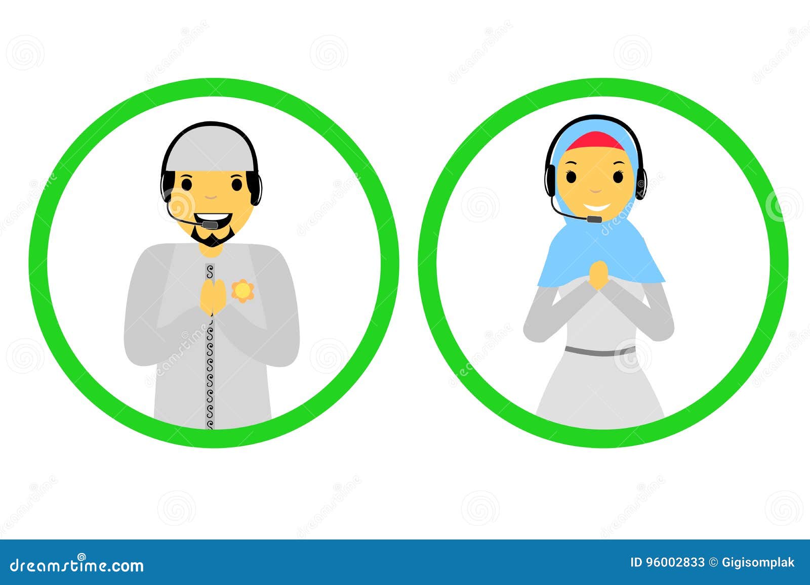 Muslim And Muslimah Customer Service At Transparent Effect Background ...