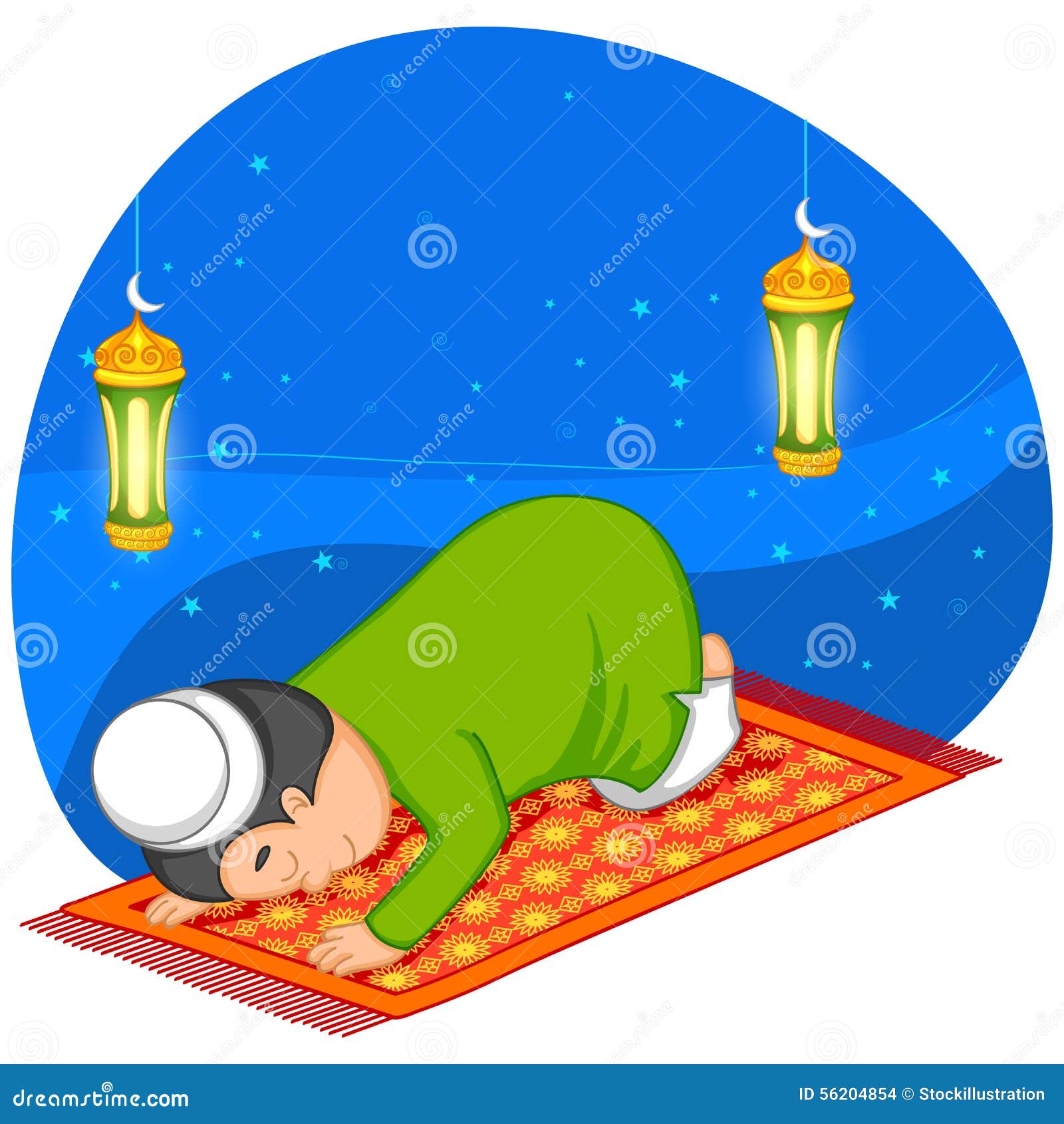 Muslim Offering Namaaz on Eid Stock Vector - Illustration of faith ...