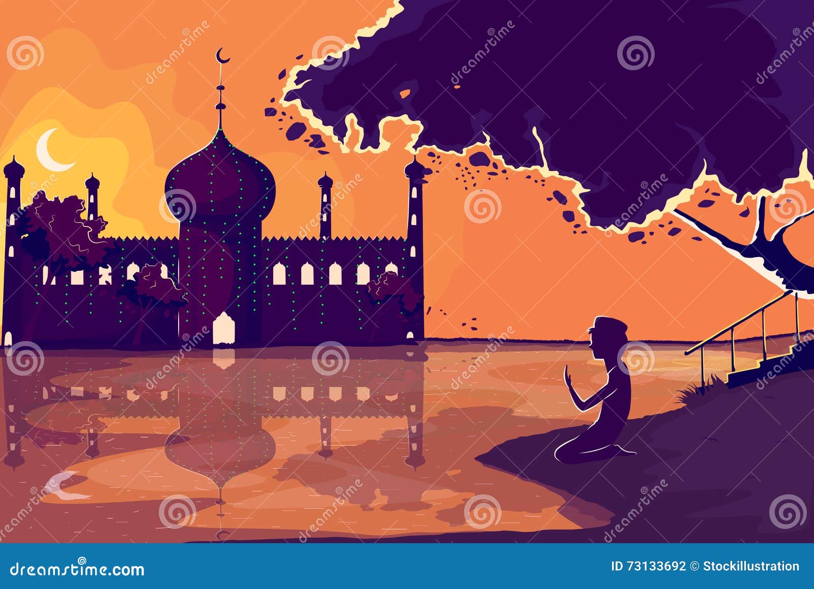 Muslim Offering Namaaz on Eid Stock Vector - Illustration of praying ...