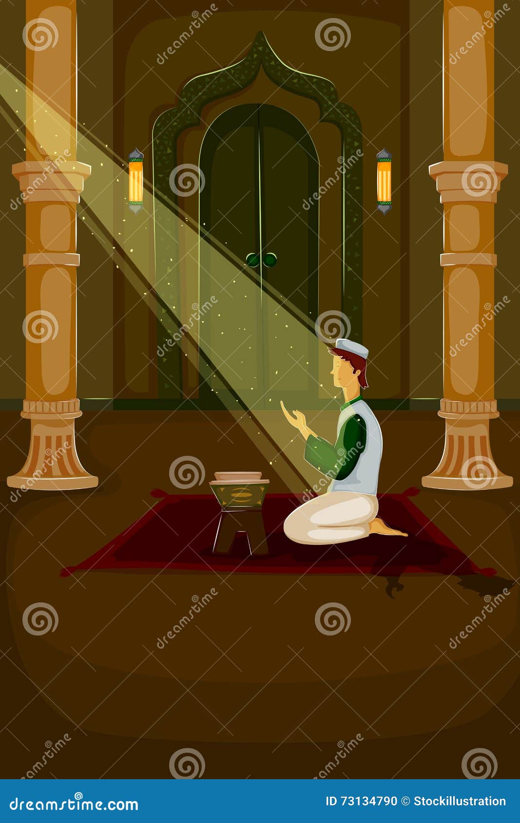 Muslim Offering Namaaz on Eid Stock Vector - Illustration of holy, male ...