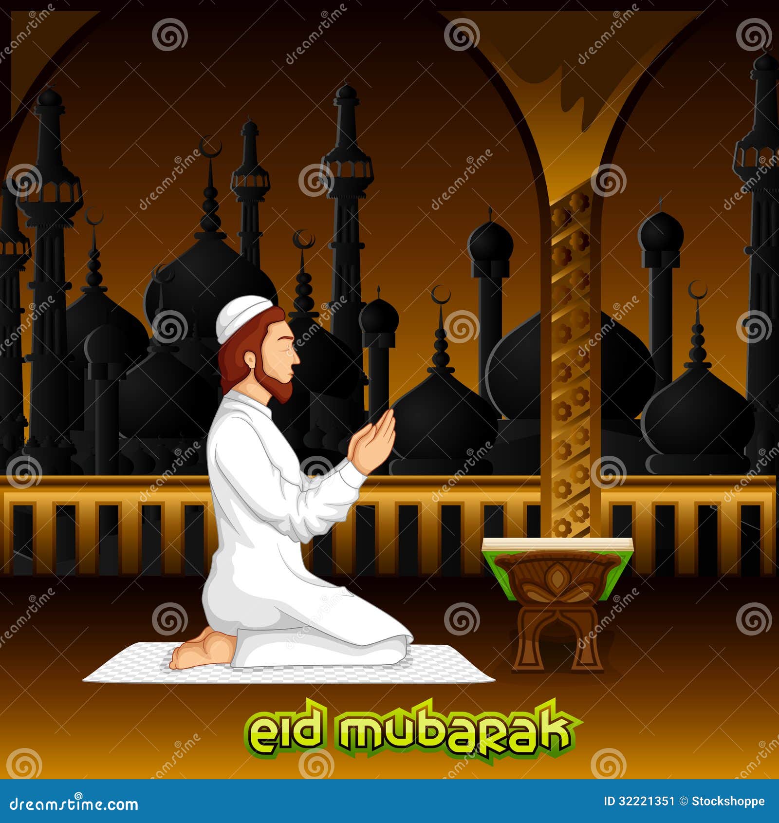 Muslim Offering Namaaz for Eid Stock Vector - Illustration of editable ...