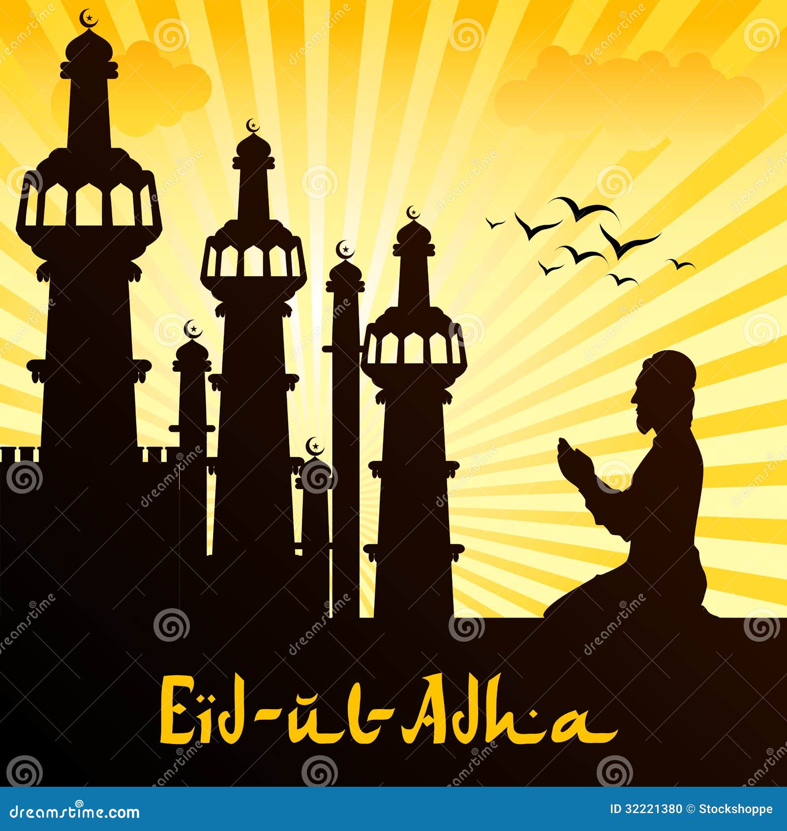 Muslim Offering Namaaz for Eid Stock Vector - Illustration of masjid ...