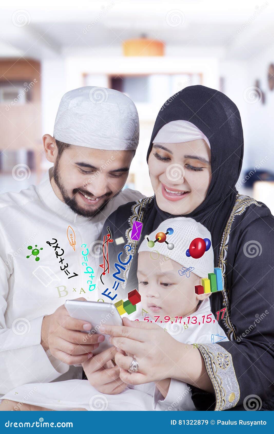 Muslim Parents Use Technology for Education Stock Image - Image of ...