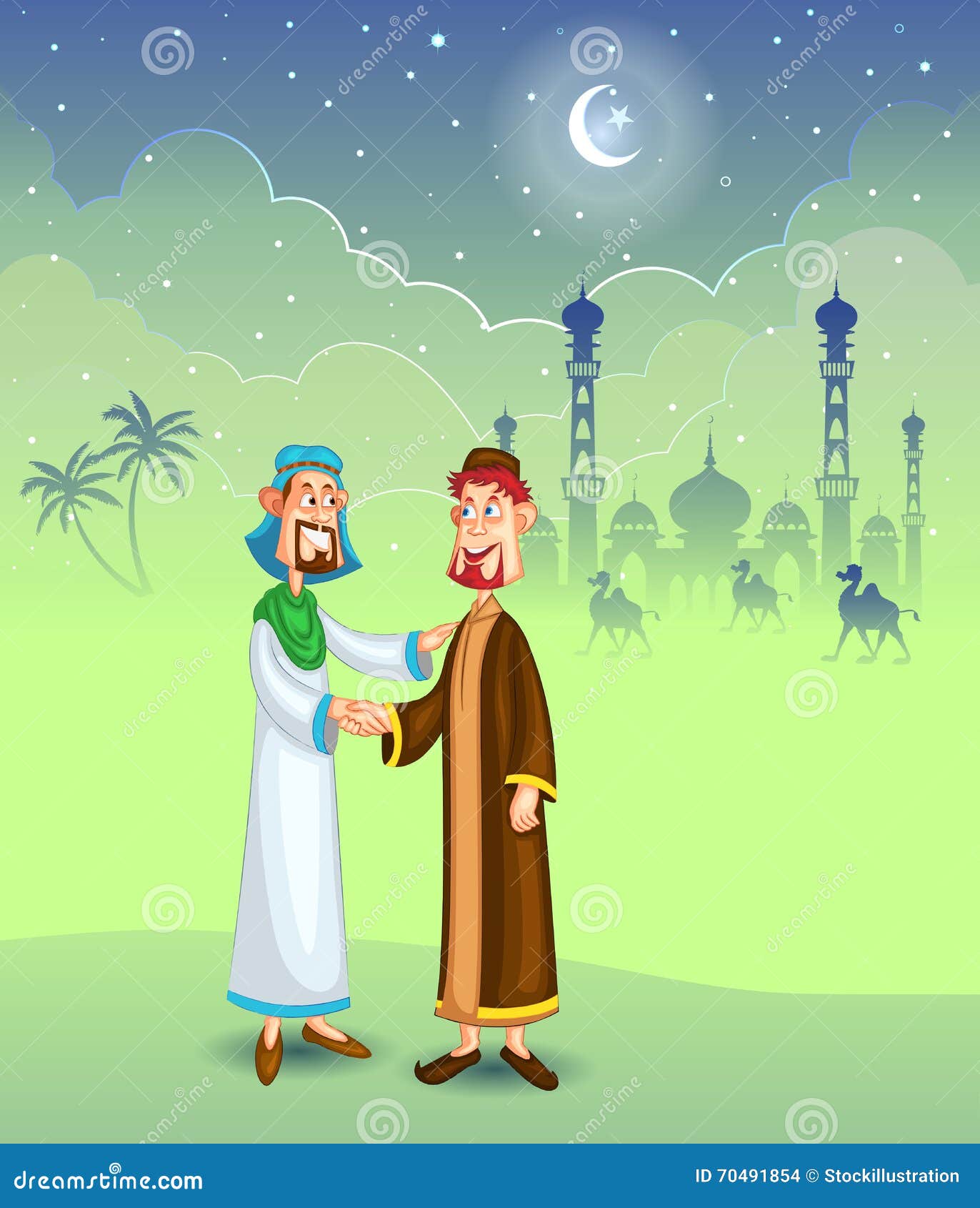 Muslim People Doing Handshake Stock Vector - Illustration of ...