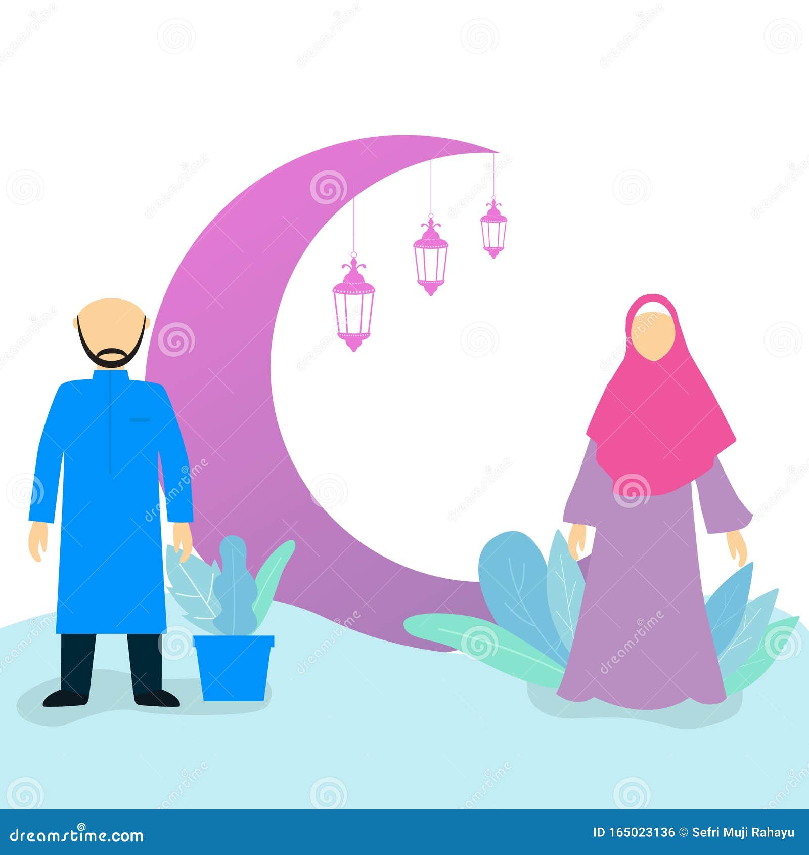 Muslim People Vector Flat Design Stock Vector - Illustration of female ...
