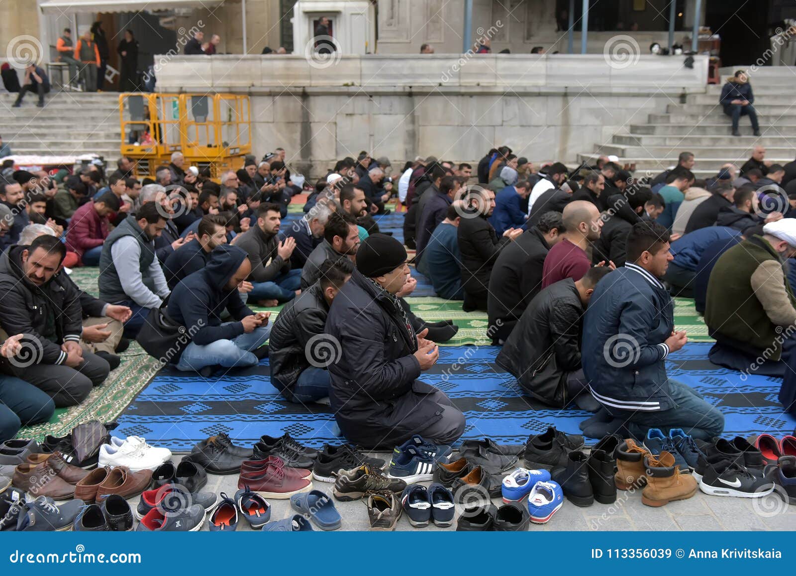 Muslim Performing Friday Prayers on the Streets of Istanbul Editorial ...