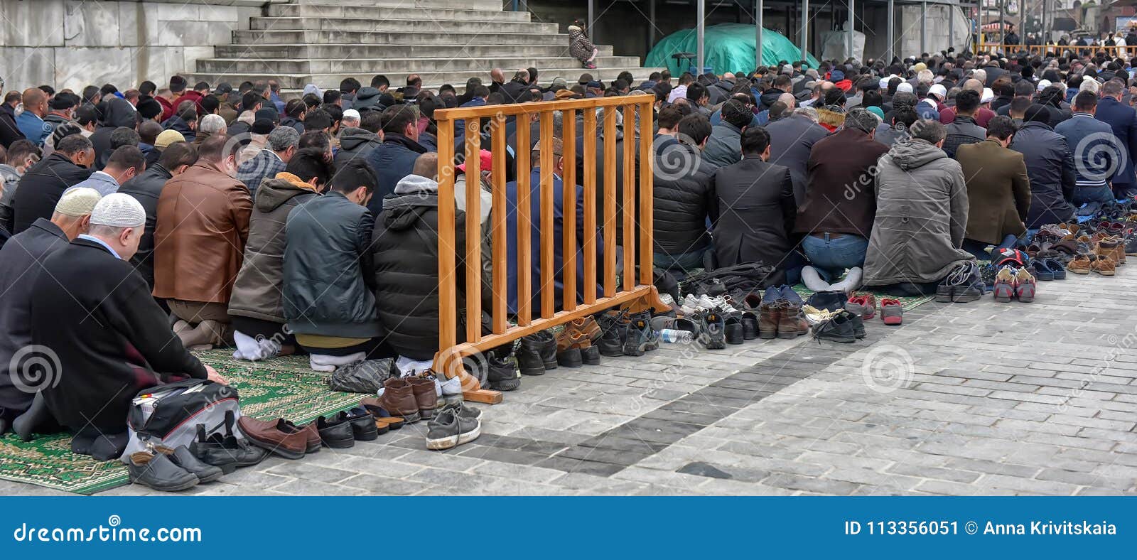 Muslim Performing Friday Prayers on the Streets of Istanbul Editorial ...
