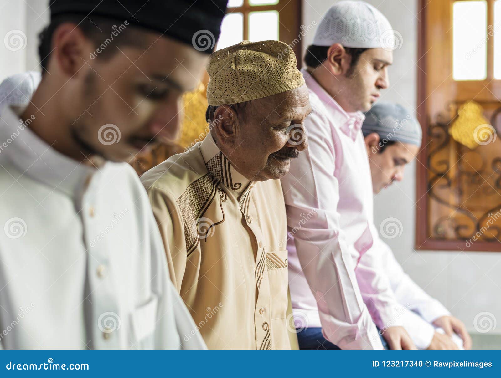 Muslim Prayers in Tashahhud Posture Stock Photo - Image of islam ...