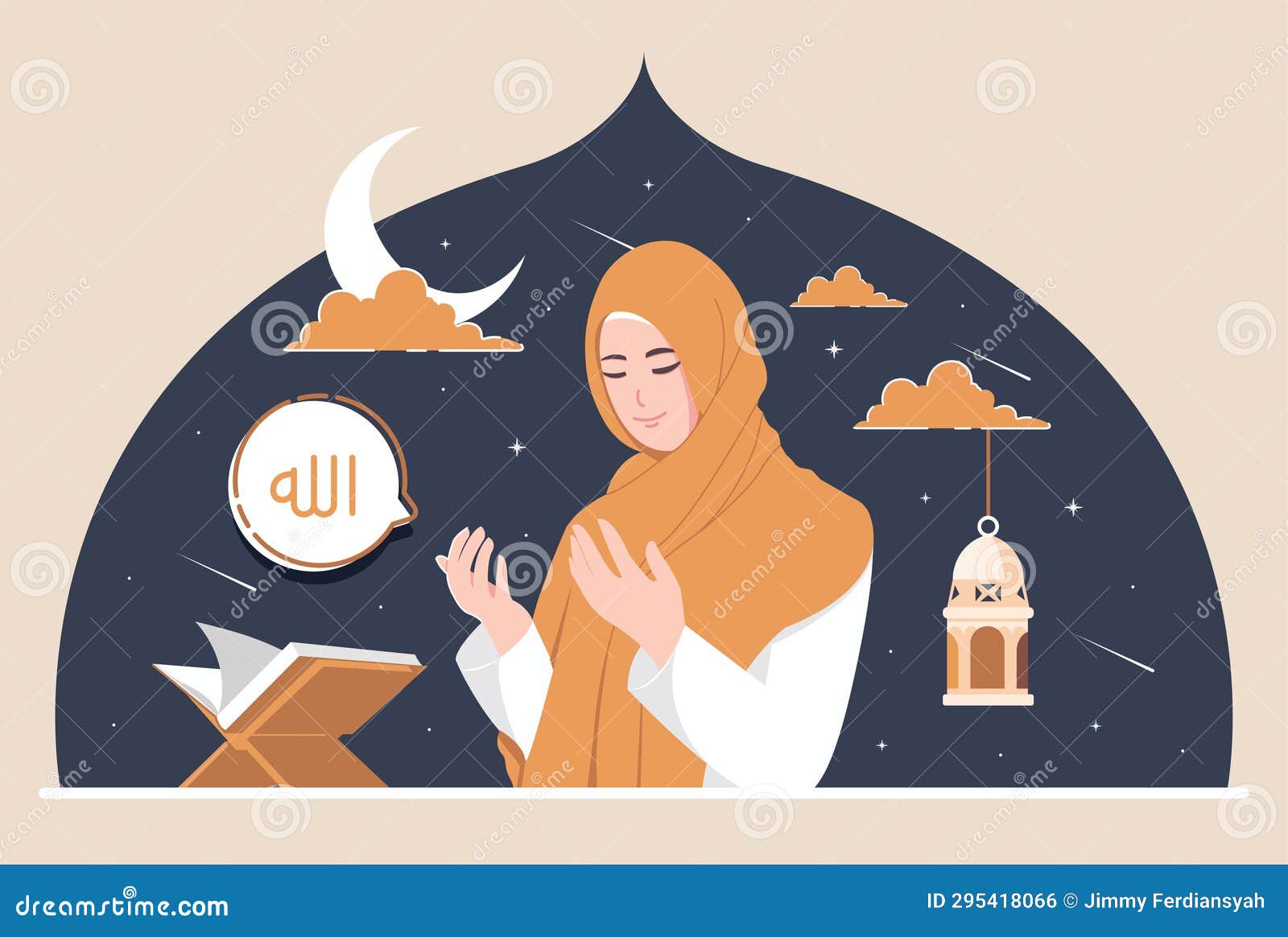 Muslim Praying Character Illustration Stock Vector - Illustration of ...