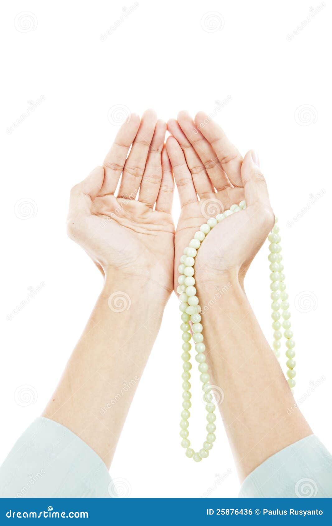 Muslim Praying Hands Isolated on White Stock Photo - Image of beads ...