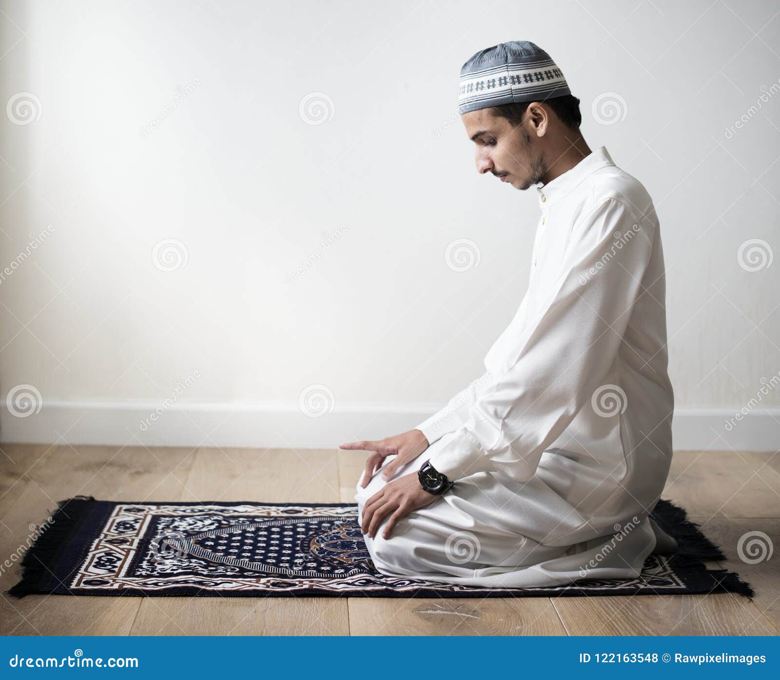 Muslim Praying in Tashahhud Posture Stock Photo - Image of middle ...