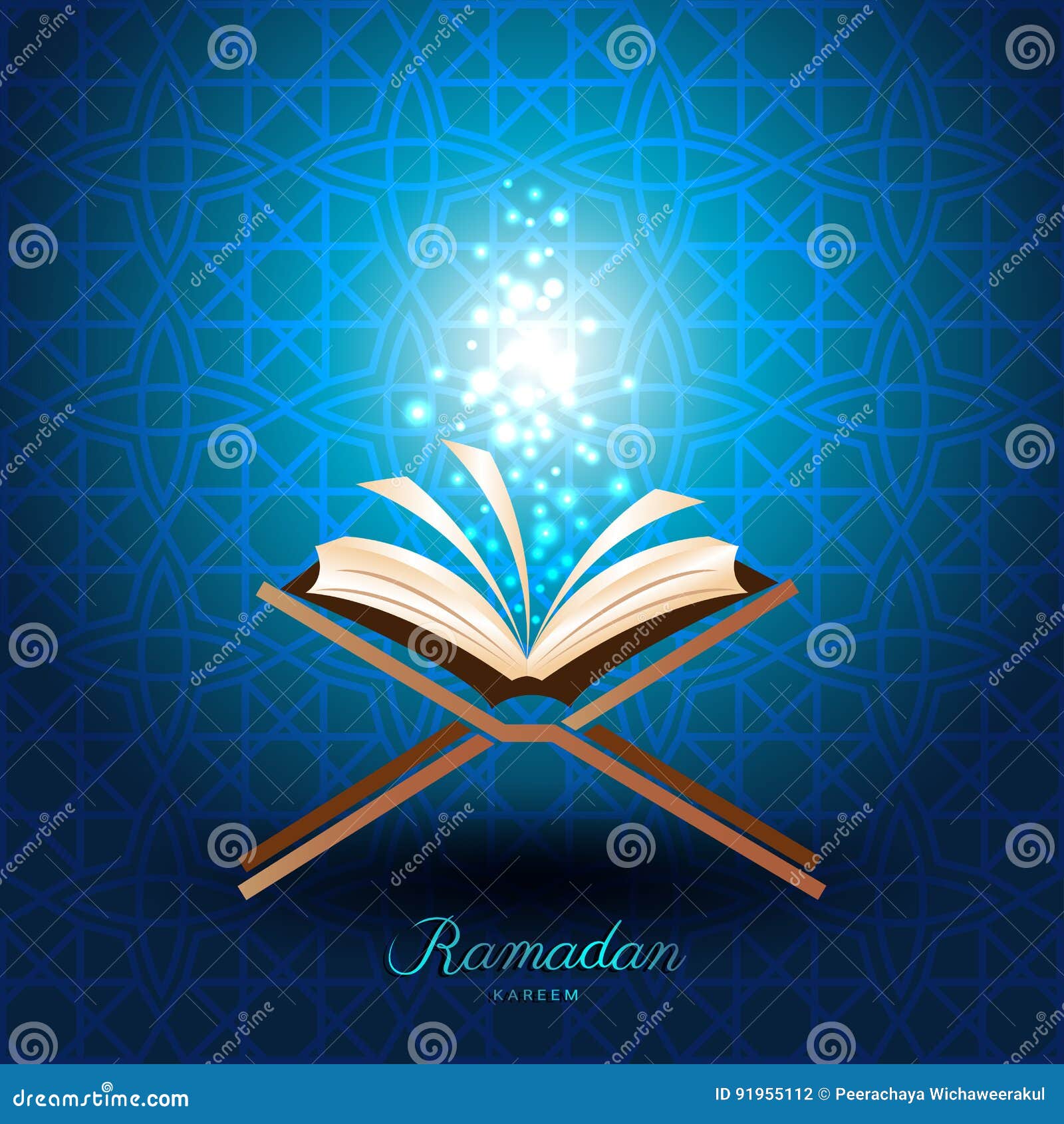Muslim Quran with Magic Light for Ramadan of Islam Stock Vector ...