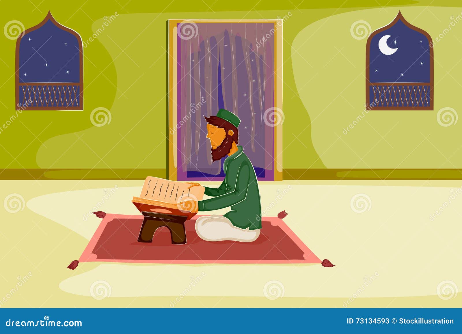 Muslim Reading Quran. Hand With Open Book Quran Praying Activities In ...