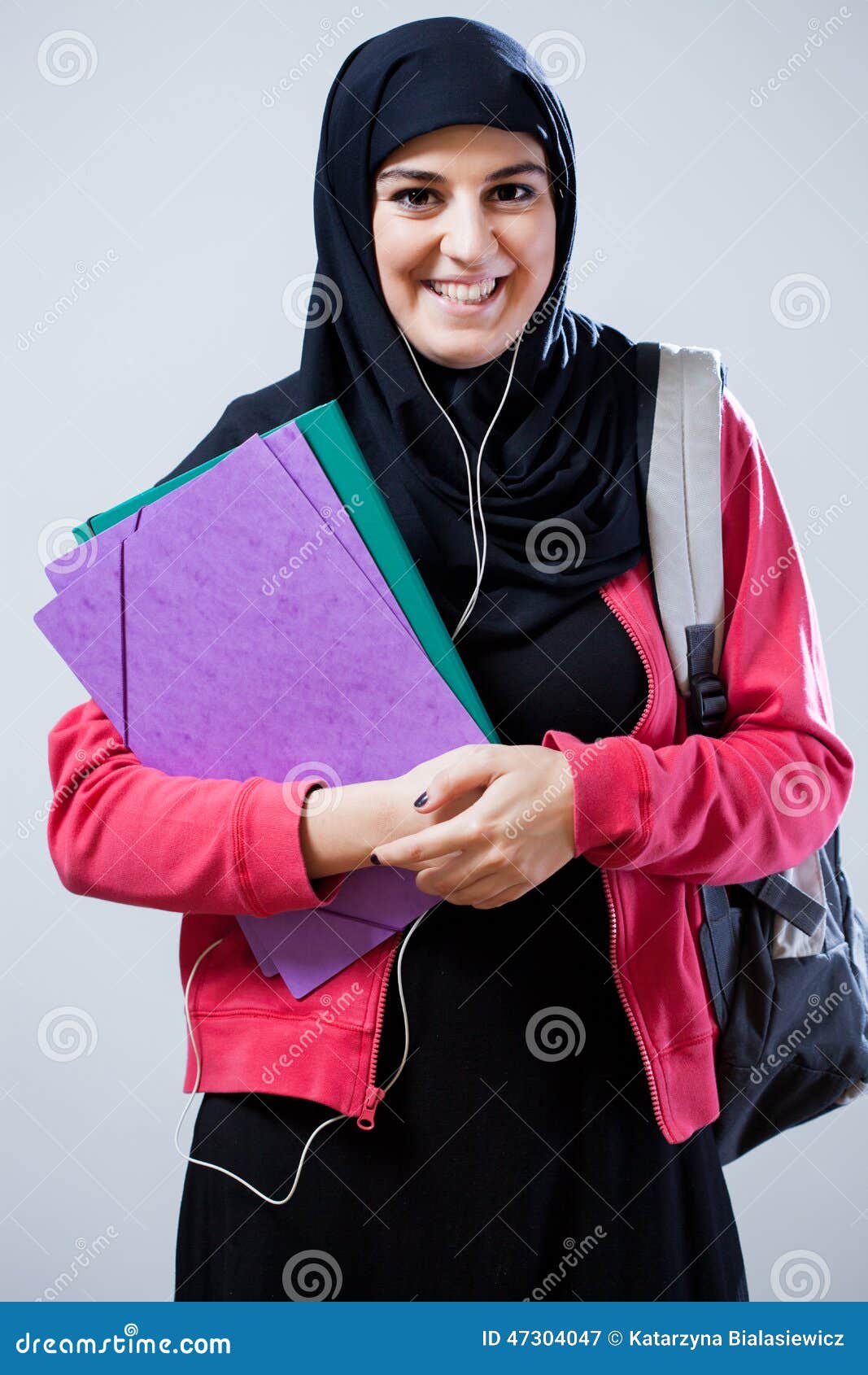 Muslim Student before Classes Stock Image - Image of folders, natural ...
