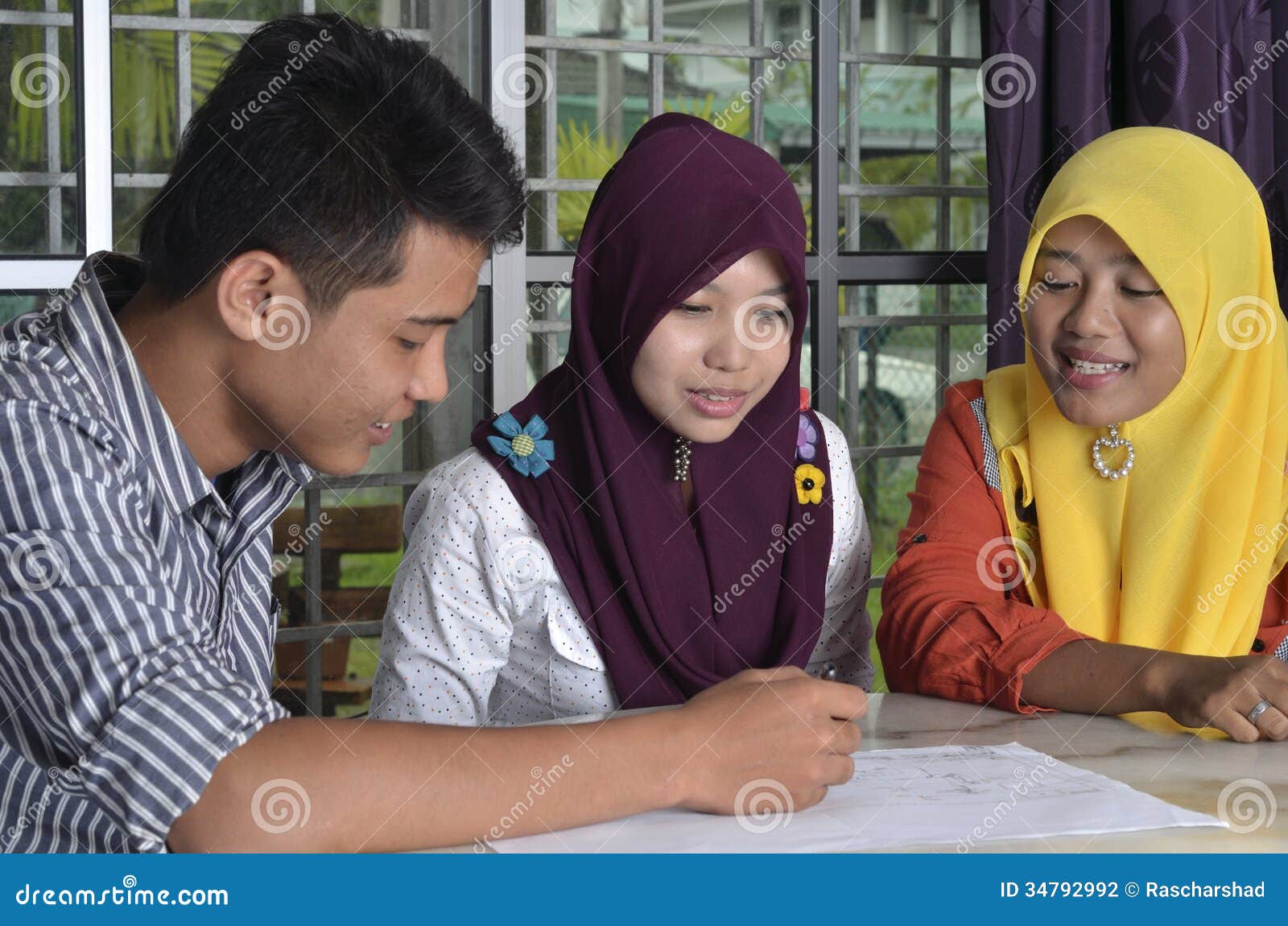 Muslim Student Study Group stock photo. Image of asian - 34792992