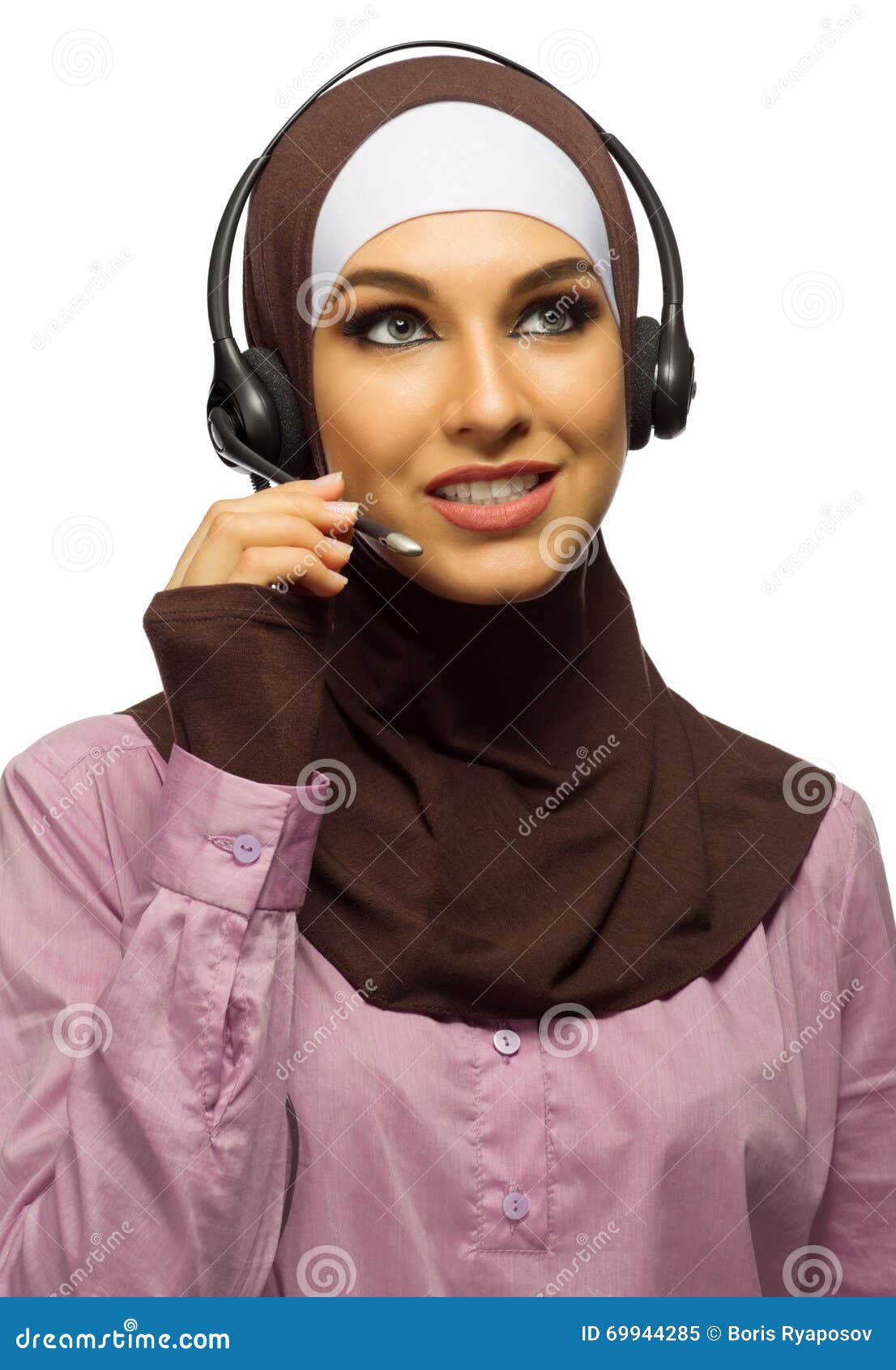 Muslim tech support woman stock image. Image of communication - 69944285