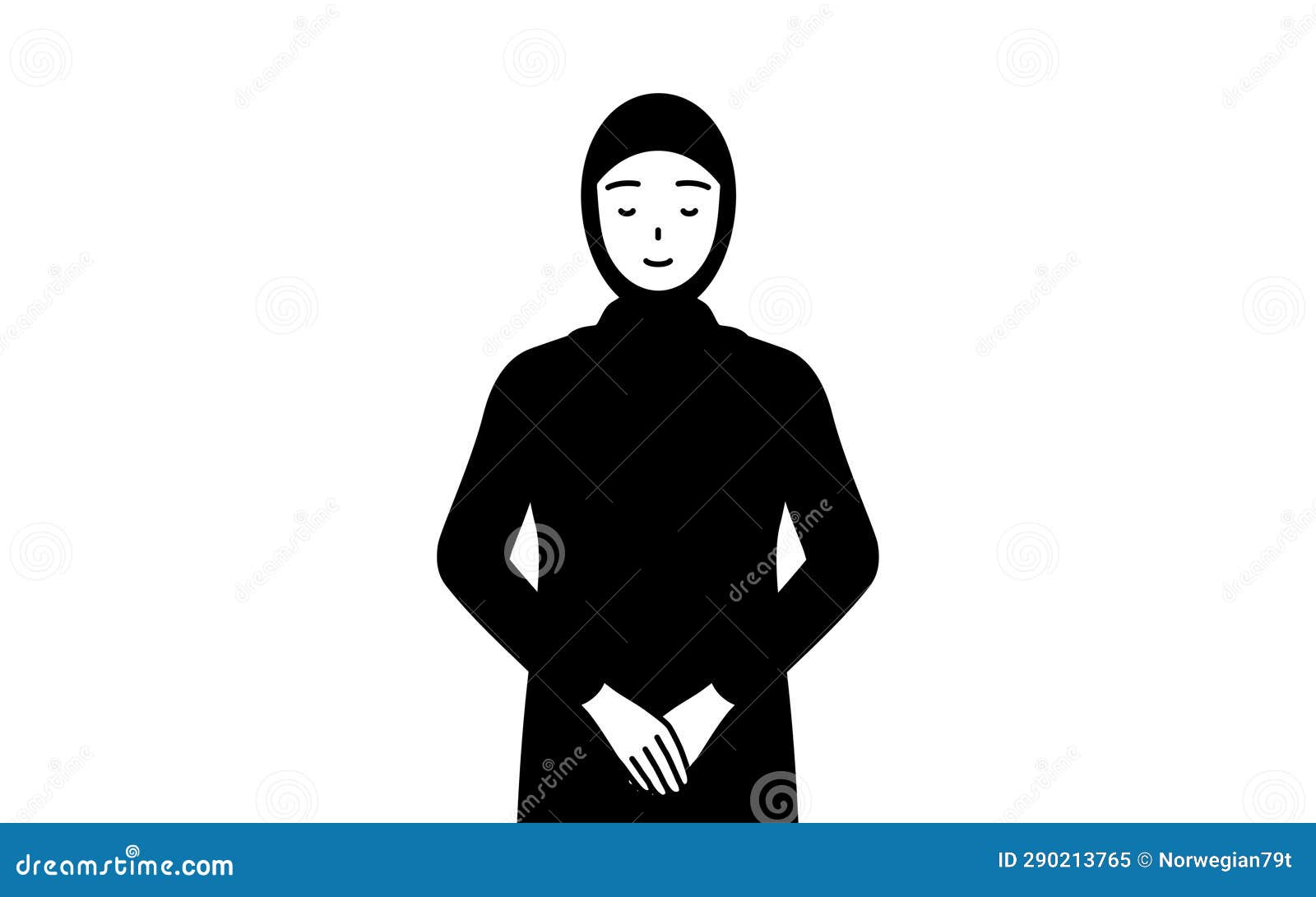 Muslim Woman Bowing with Folded Hands Stock Vector - Illustration of ...
