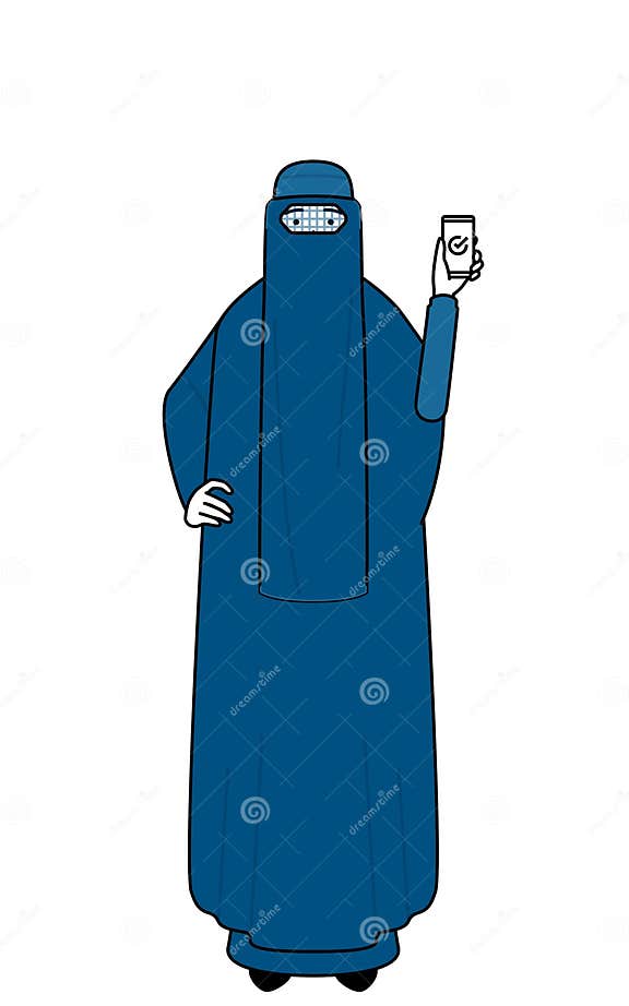 Muslim Woman in Burqa Using a Smartphone at Work Stock Vector ... Muslim Woman in Burqa Using a Smartphone at Work Stock Vector ...