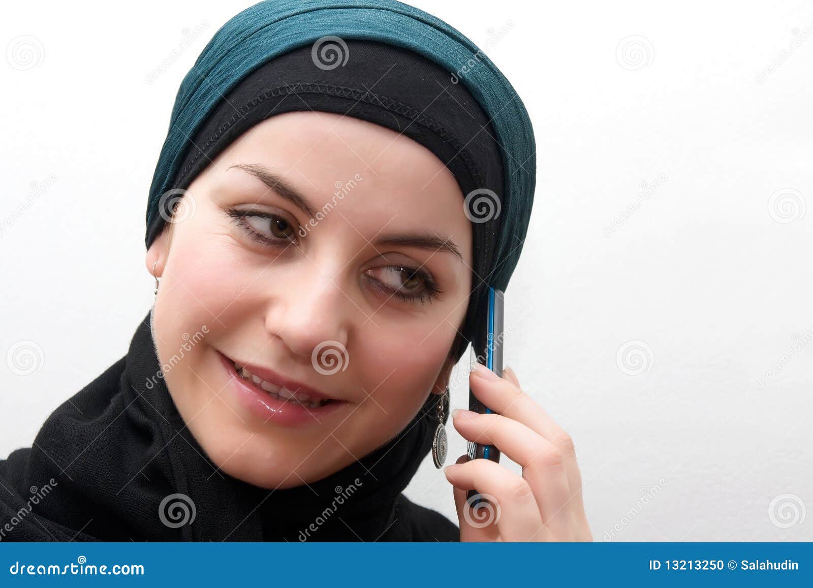 Muslim woman cell phone stock photo. Image of talking - 13213250