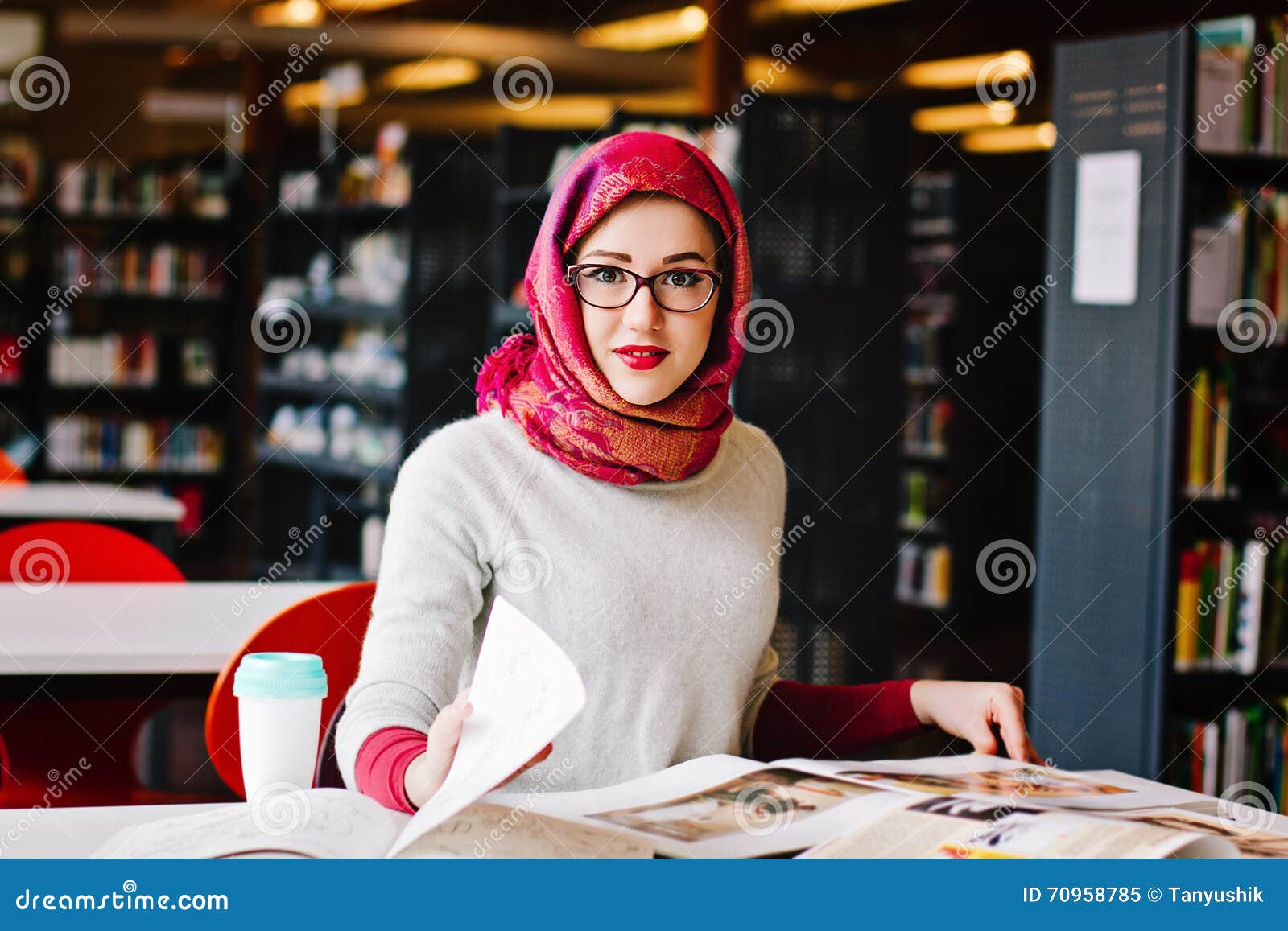 Muslim Woman at the Library Stock Image - Image of girl, indonesian ...