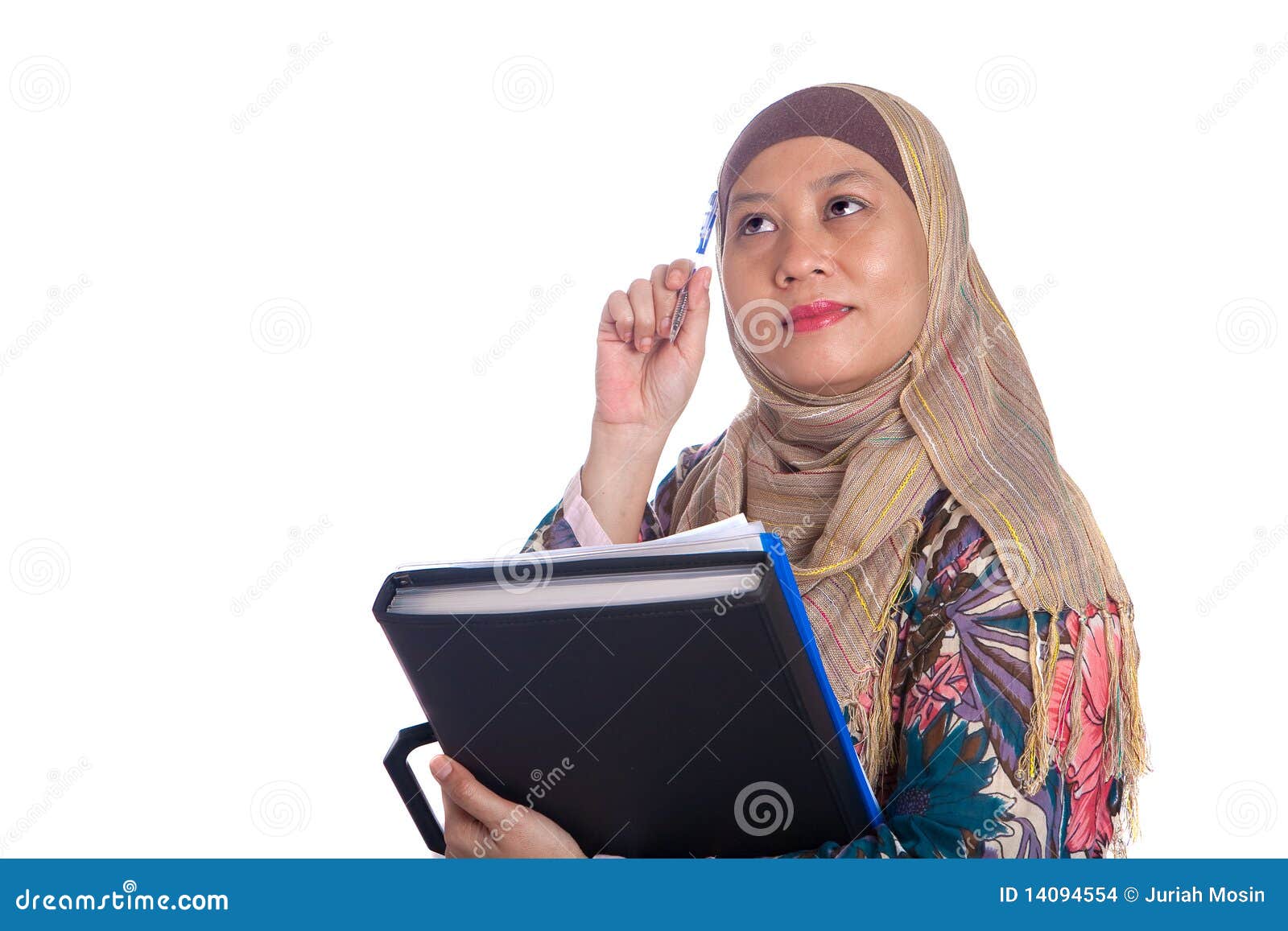 Muslim Woman in Thinking Pose Stock Photo - Image of lady, happy: 14094554