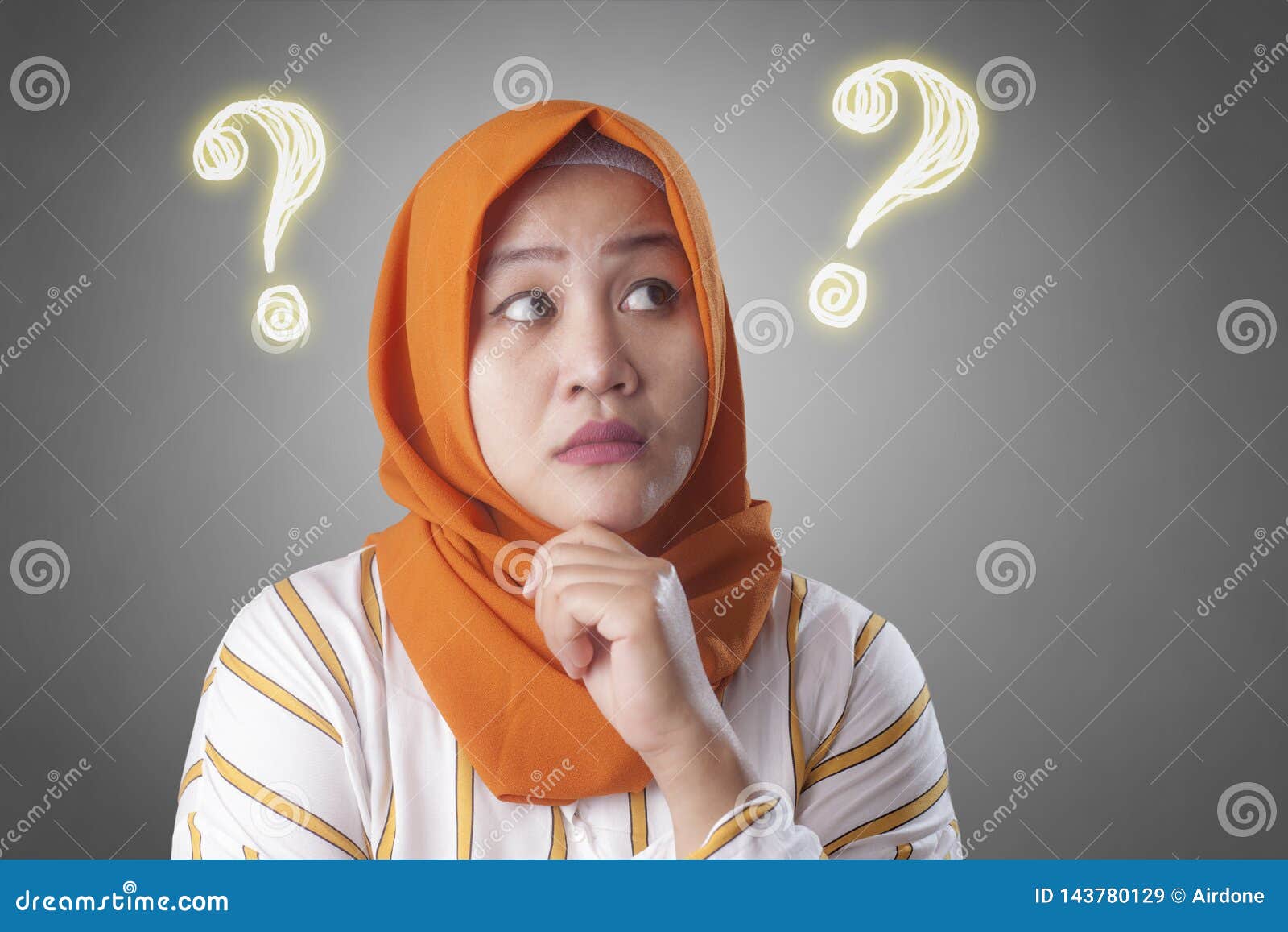 Muslim Woman Thinking Solution To Solve Problem Stock Image - Image of ...