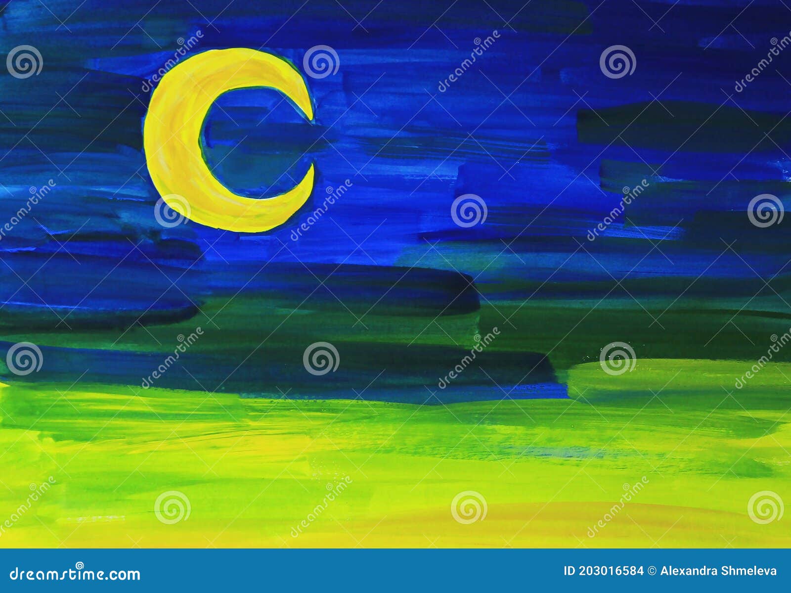 Muslim Yellow Half Moon on Blue Background Stock Photo - Image of holy ...