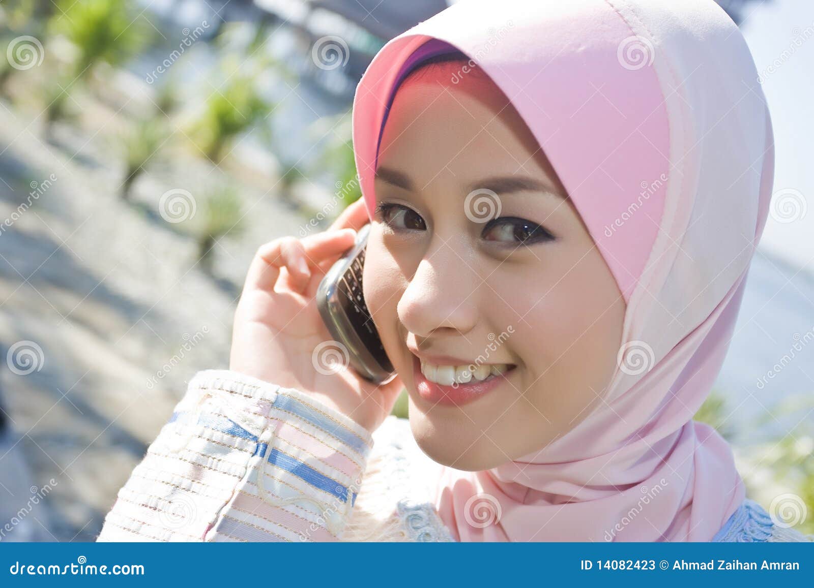 Muslim Young Girl Make a Phone Call Stock Image - Image of ethnic ...
