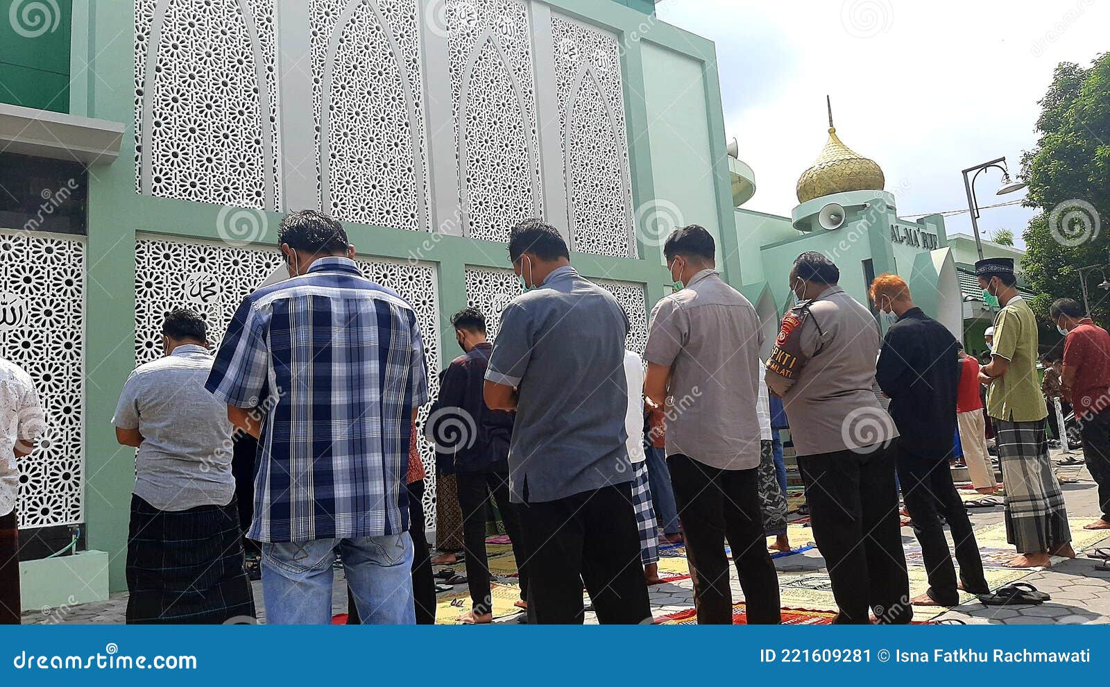 Muslims are Praying Friday in Congregation in the Courtyard of the ...