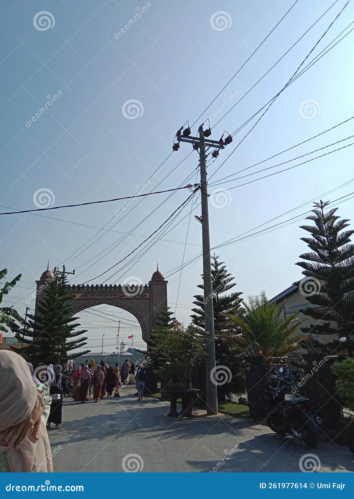 Muslim People Come Home from Islamic Assembly in Mosque with Sunny ...