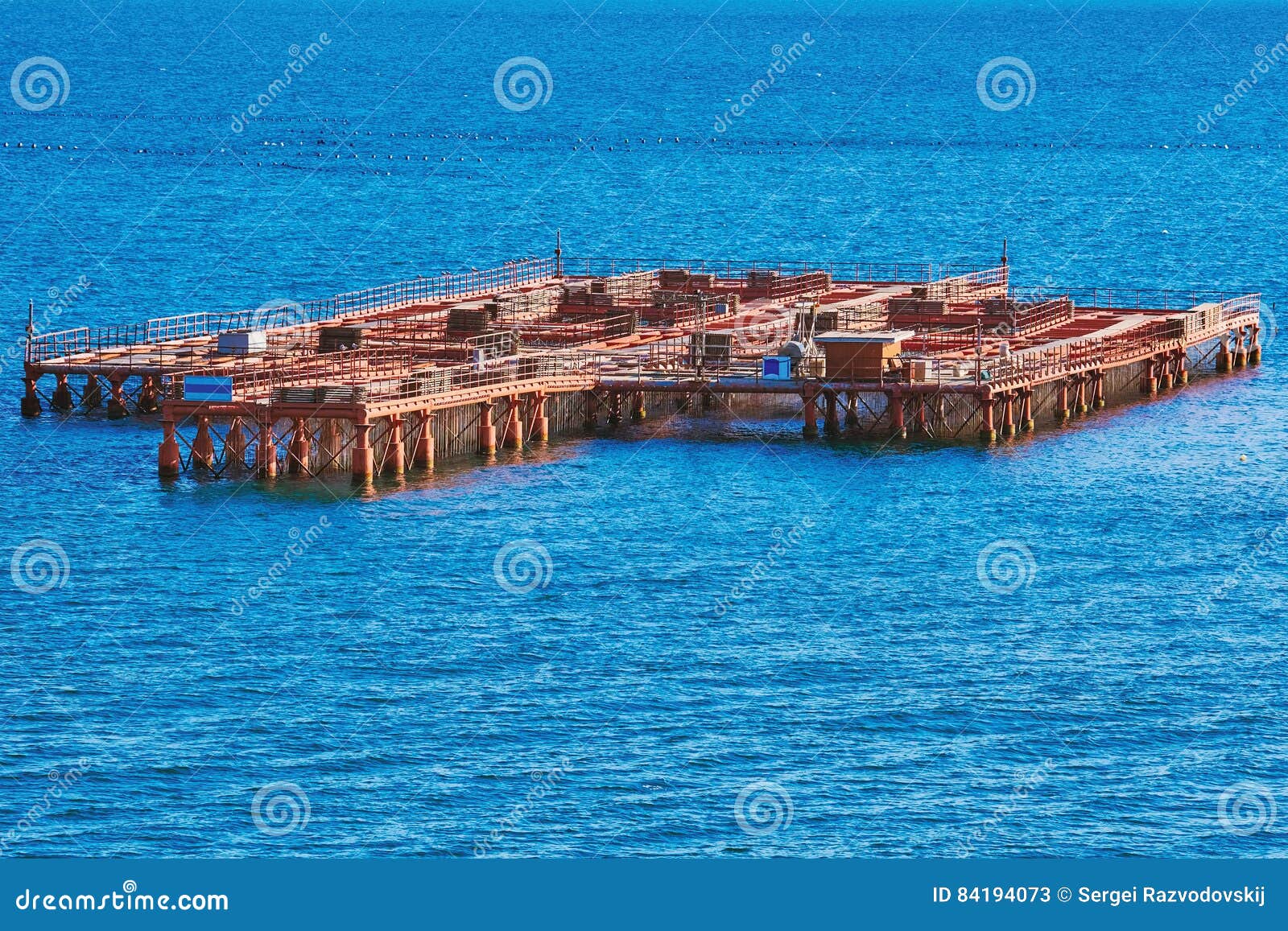 Mussel Farm in the Sea stock image. Image of aqua, platform - 84194073