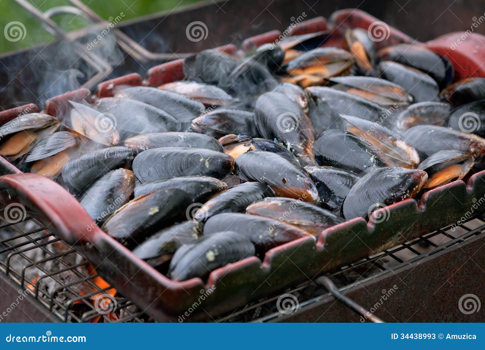 Mussel on the grill stock image. Image of flaming, freshness - 34438993