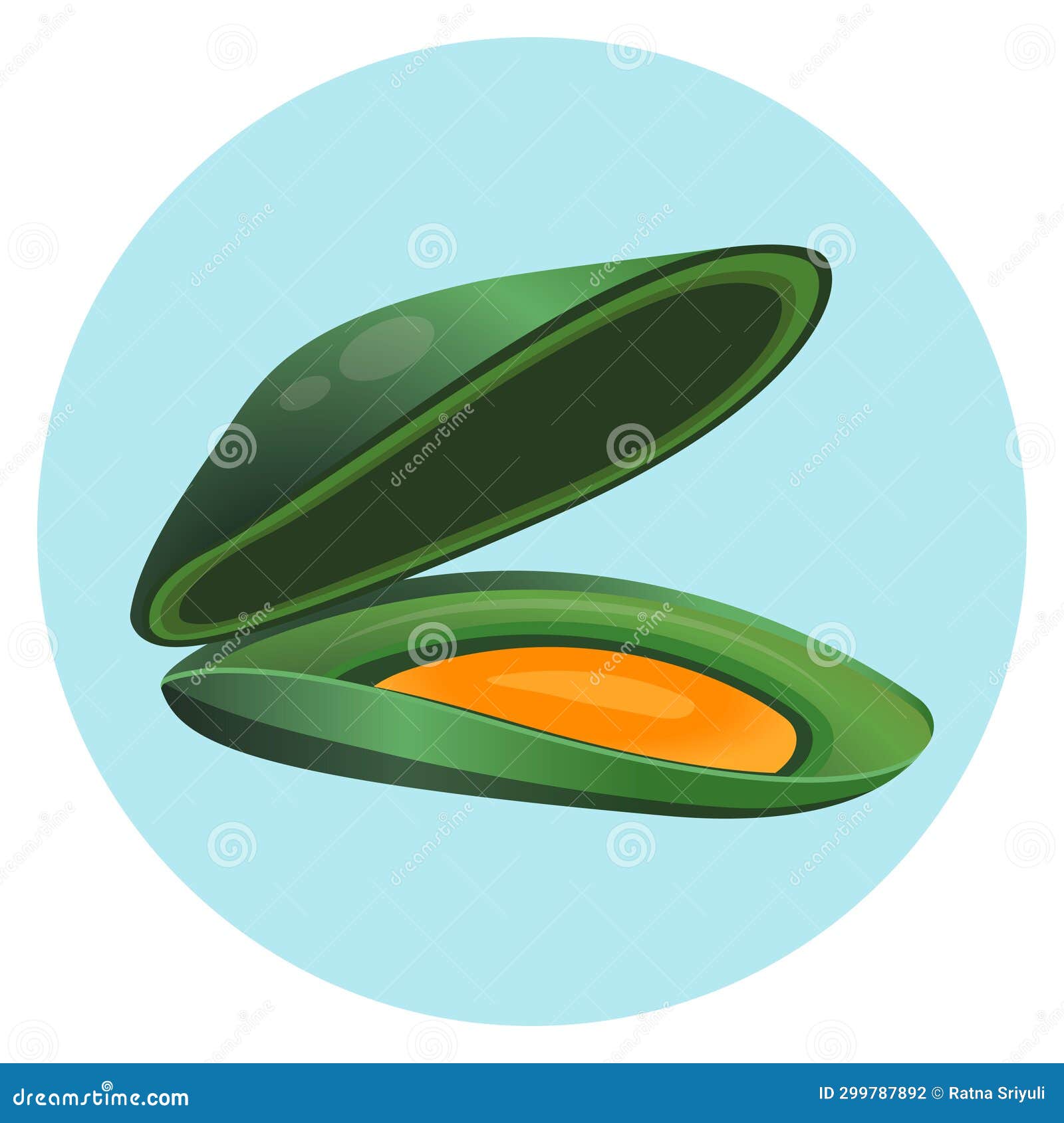 Mussel Vector Illustration Isolated on Blue Background Stock Vector ...