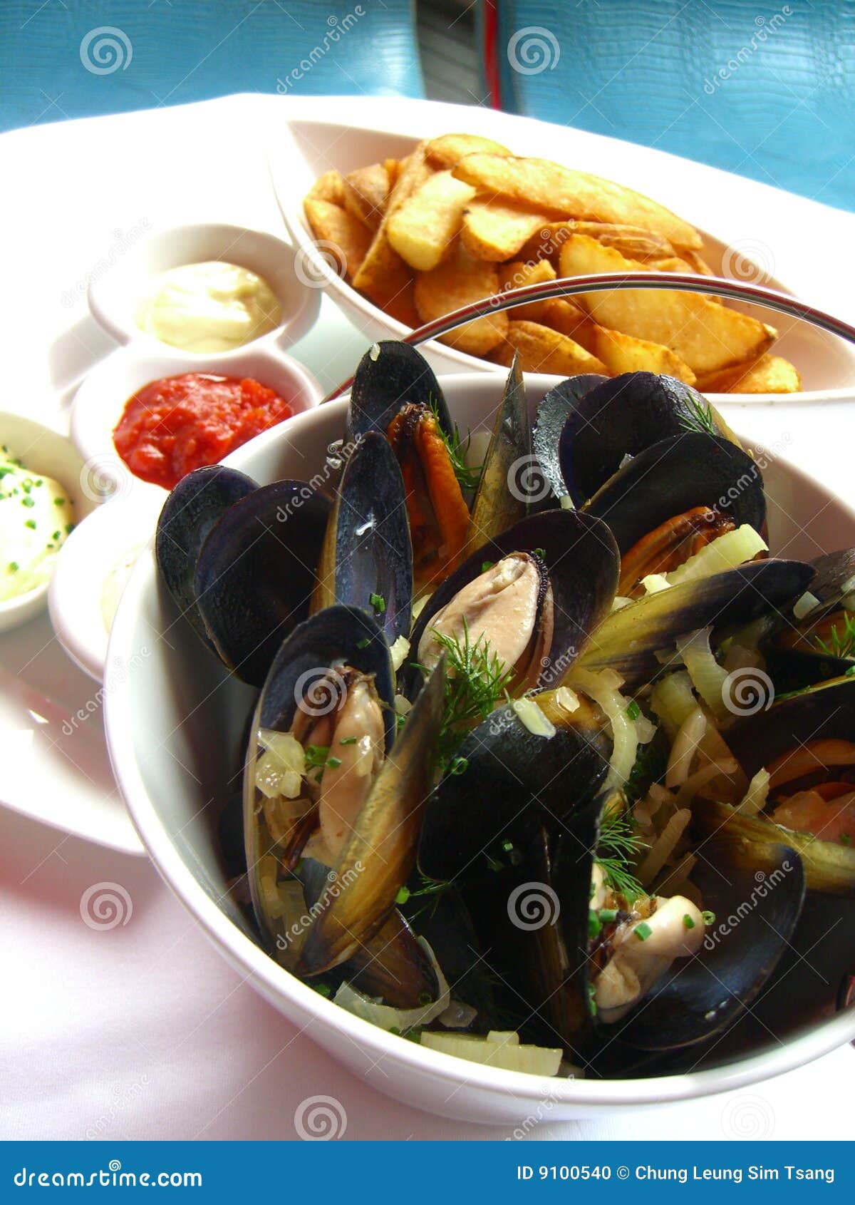 Mussels with French Fries stock photo. Image of delicatessen - 9100540