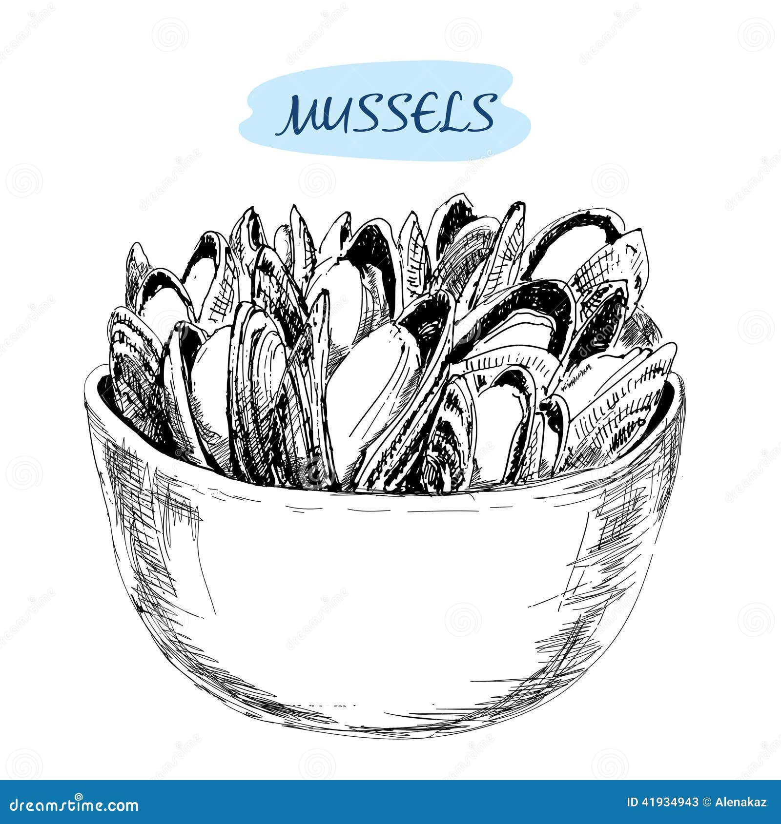 Mussels. stock vector. Illustration of black, artistic - 41934943