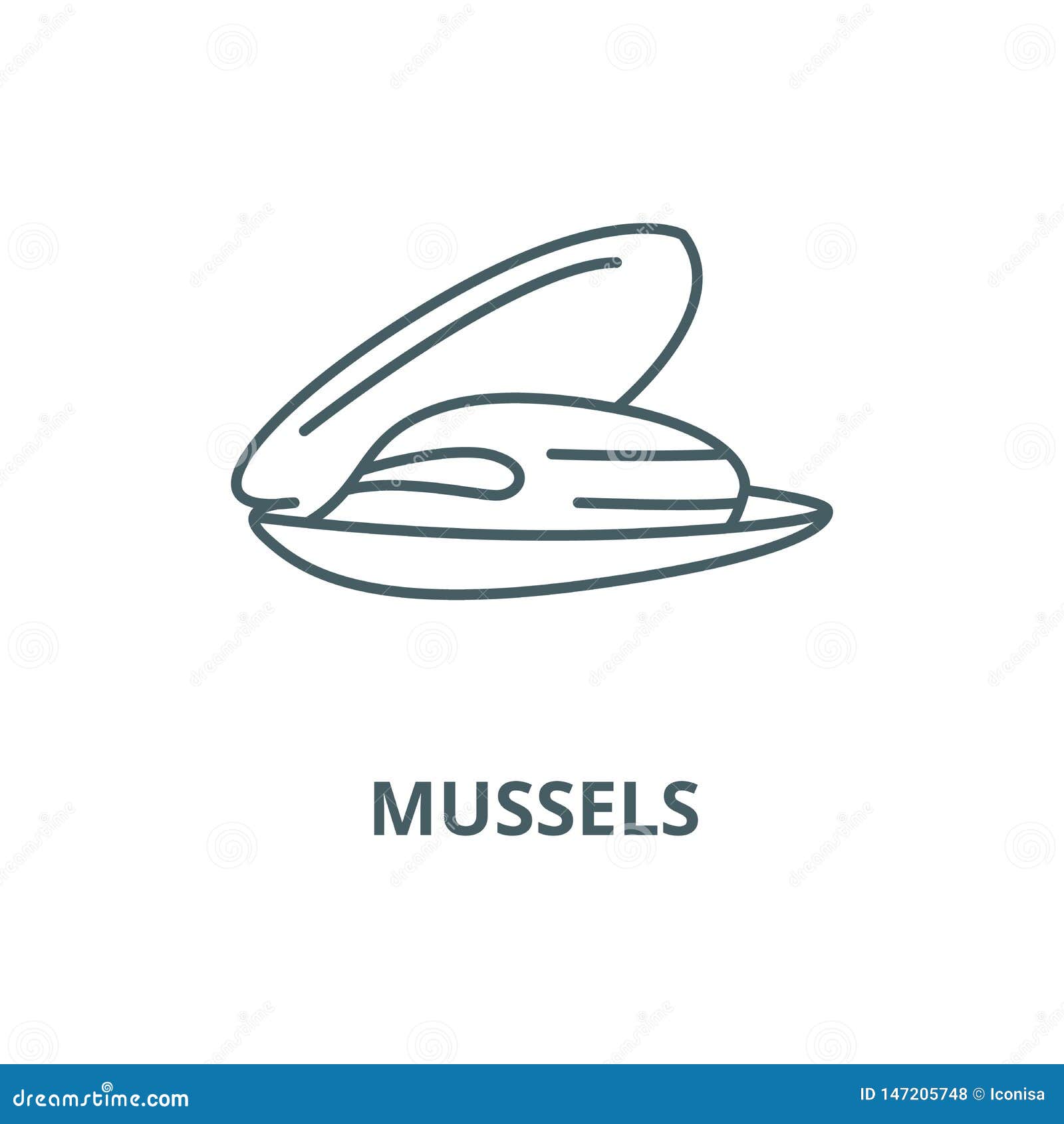 Mussels Vector Line Icon, Linear Concept, Outline Sign, Symbol Stock ...
