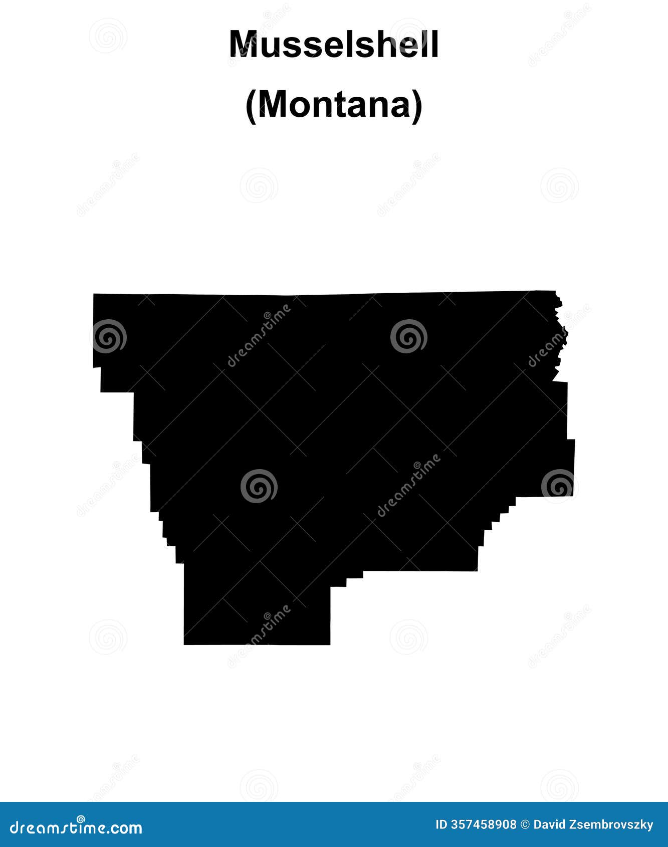 Map Of Musselshell County In Montana State On White Background. Single ...