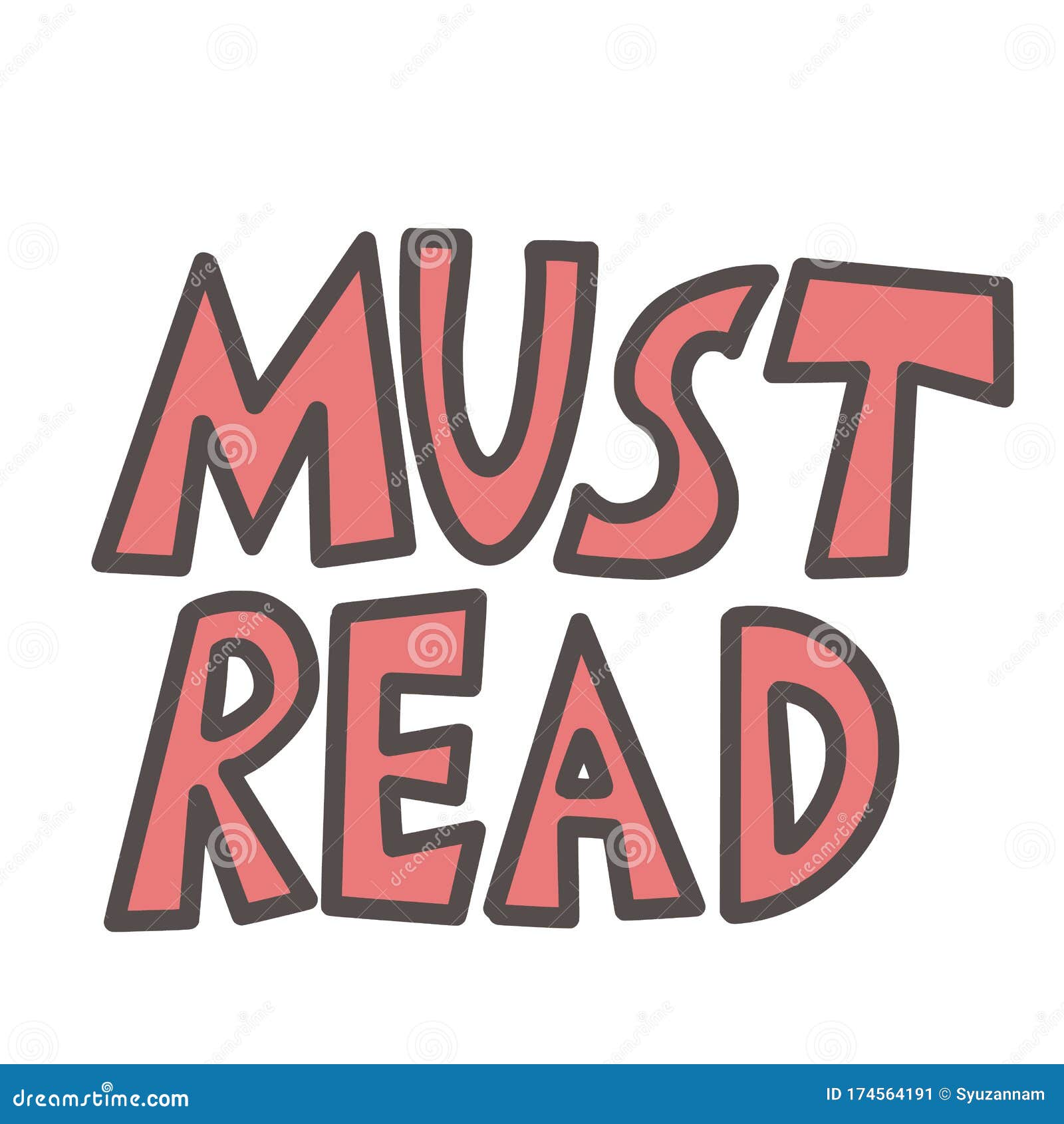 Must Read Text Emblem. Vector Hand Drawn Quote Stock Vector ...