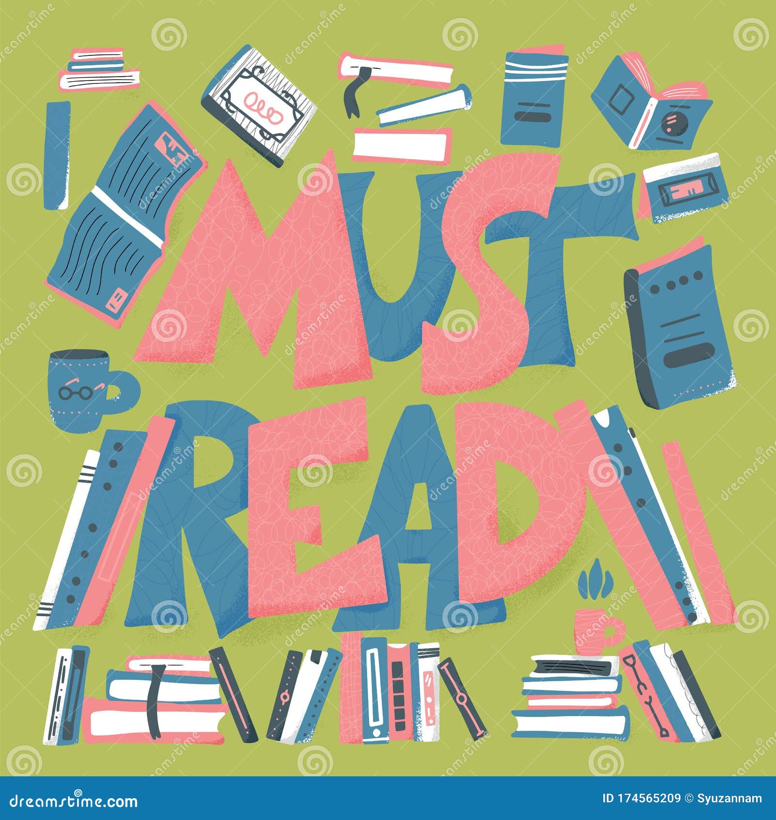 Must Read Text Emblem. Vector Hand Drawn Quote Stock Vector ...