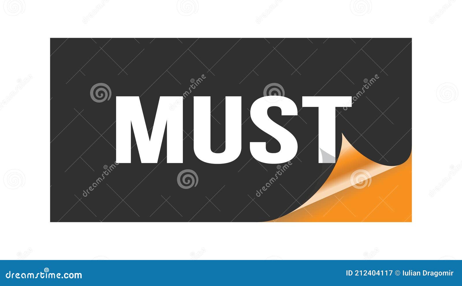 MUST Text Written on Black Orange Sticker Stock Illustration ...