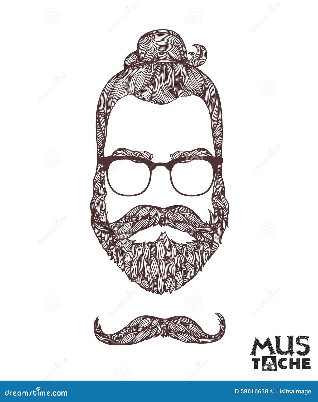 Mustache Beard and Hair Style. Stock Vector - Illustration of soul ...