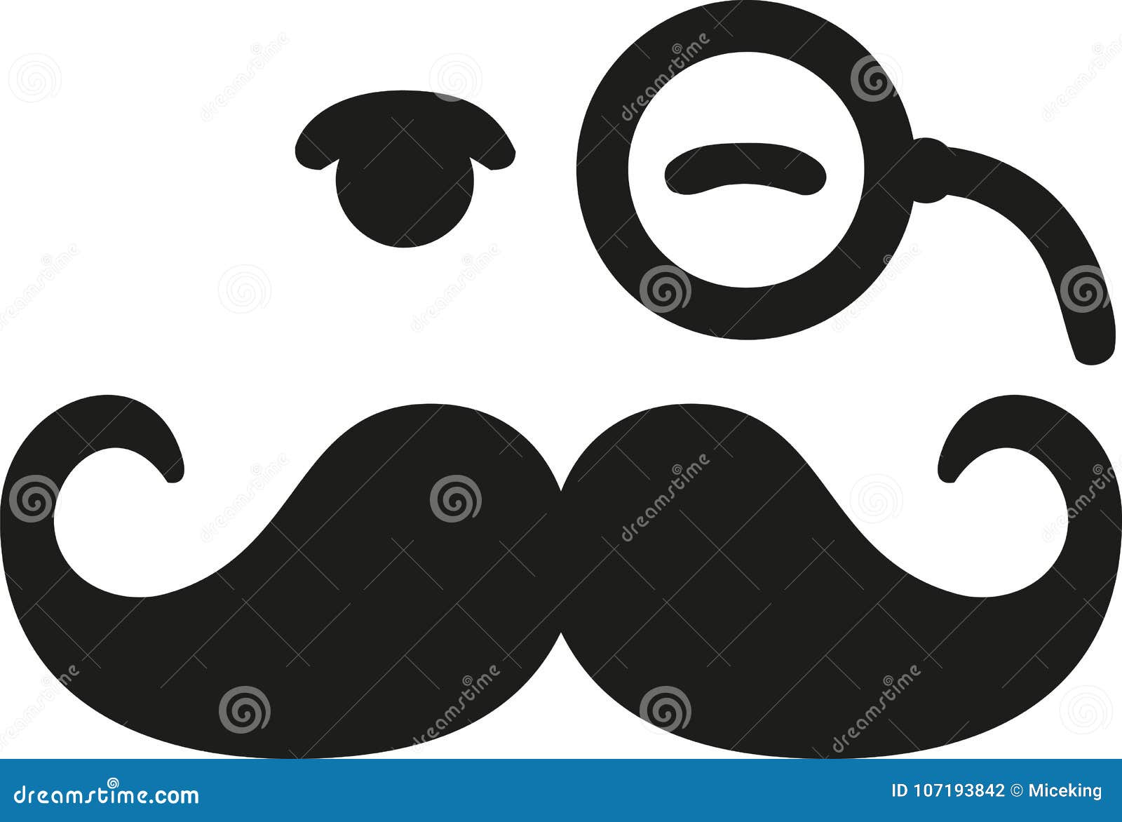 Mustache with Blinking Eye and Monocle Stock Vector - Illustration of ...