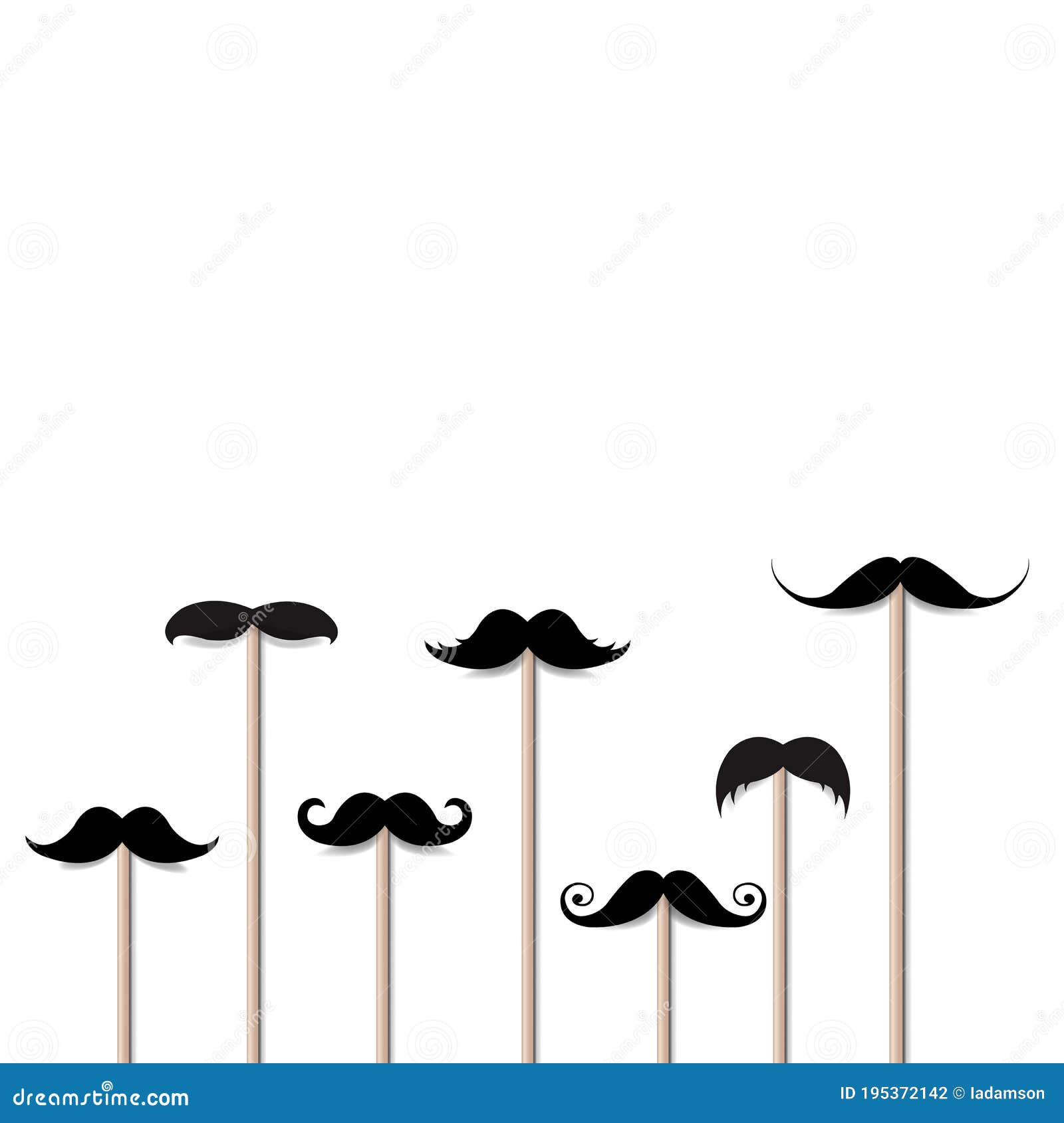 Mustache Border Isolated stock vector. Illustration of objects - 195372142
