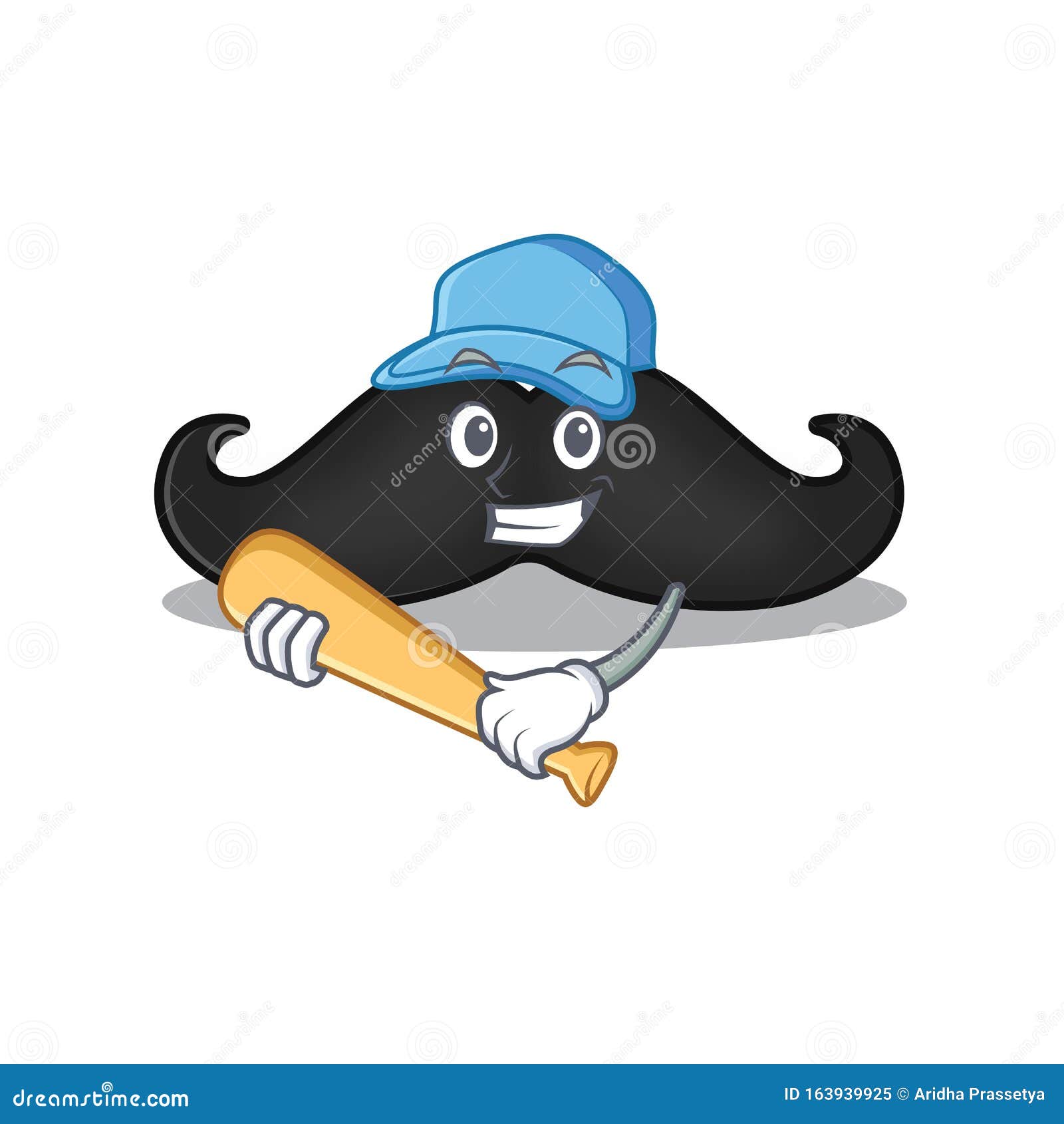 Mustache Character the on a Stylized Playing Baseball Stock Vector ...