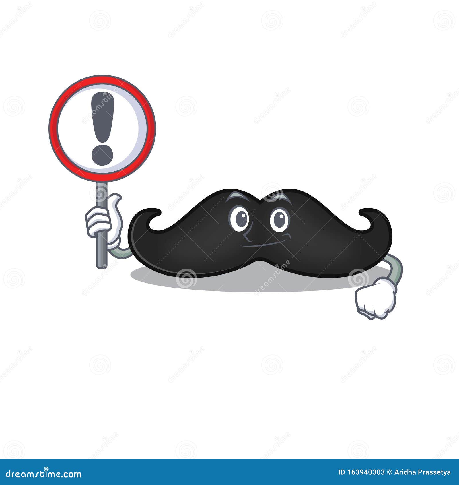 Mustache Character the on a Stylized with Sign Warning Stock Vector ...