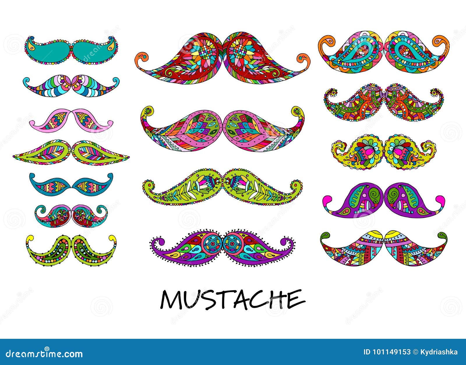 Mustache Collection. Black Silhouette Of The Mustache Set Isolated On ...