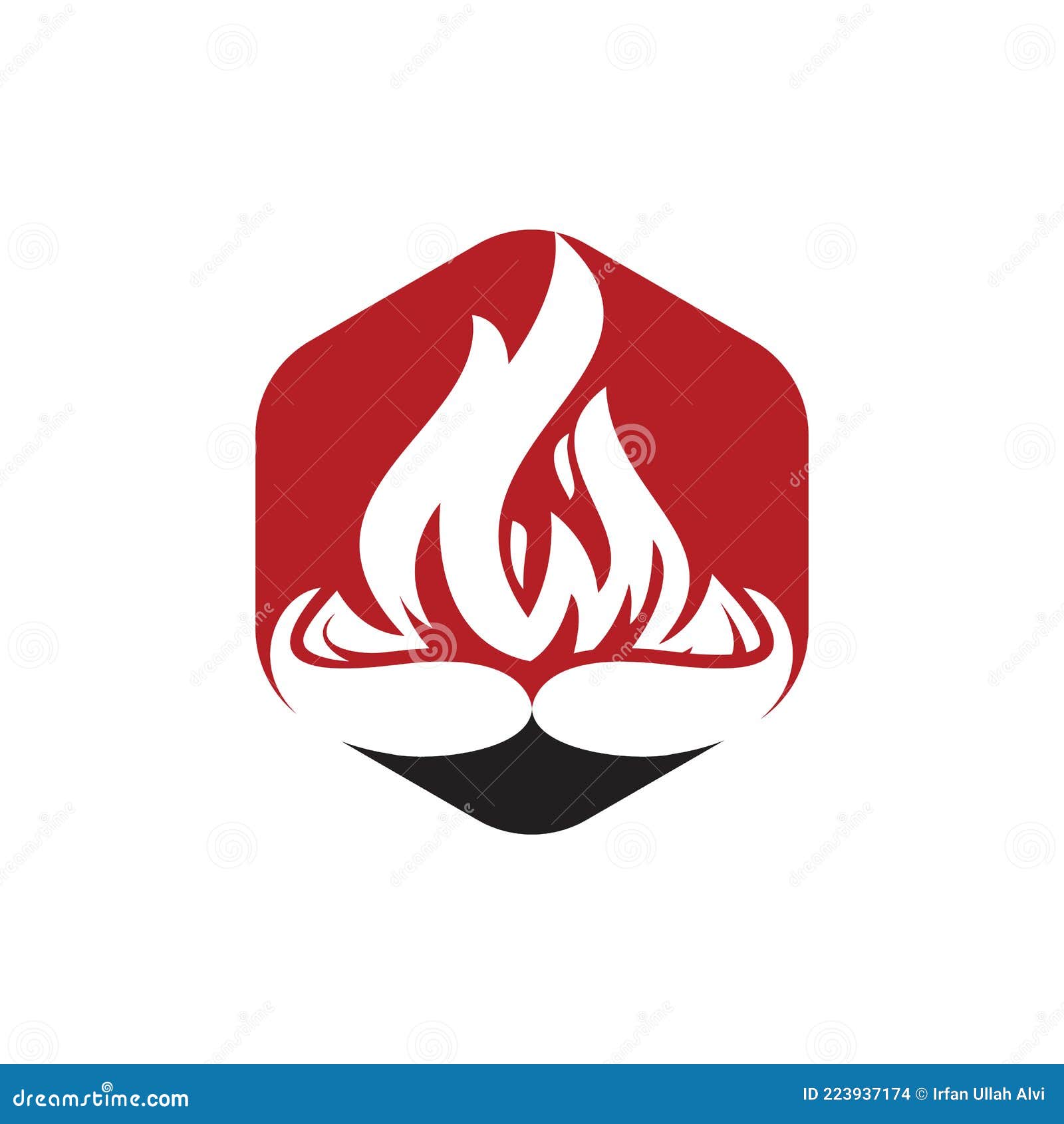 Mustache Fire Vector Logo Design Concept. Restaurant or Kitchen Design ...