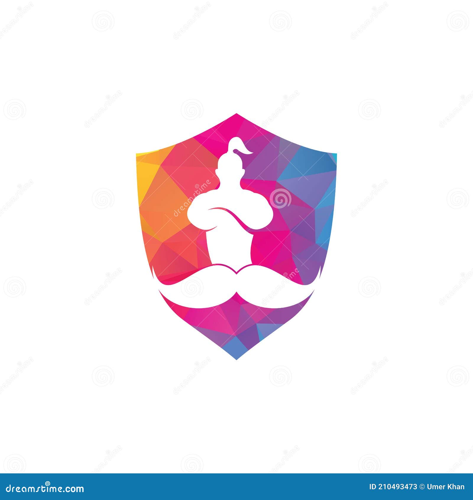 Mustache Genie Vector Logo Design. Stock Vector - Illustration of ...